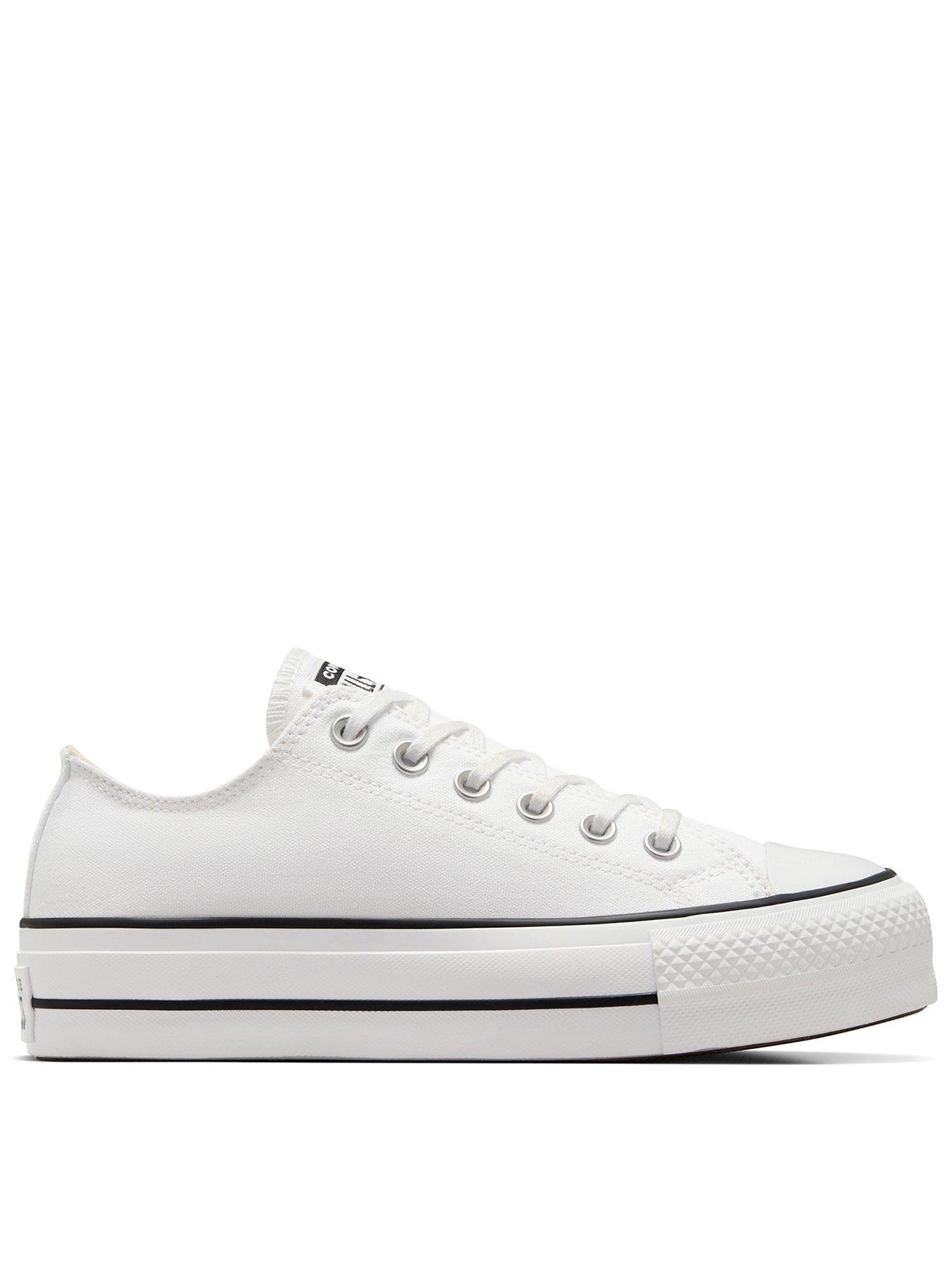 Converse Womens Lift Wide Foundation Ox Trainers - White/Black | Very