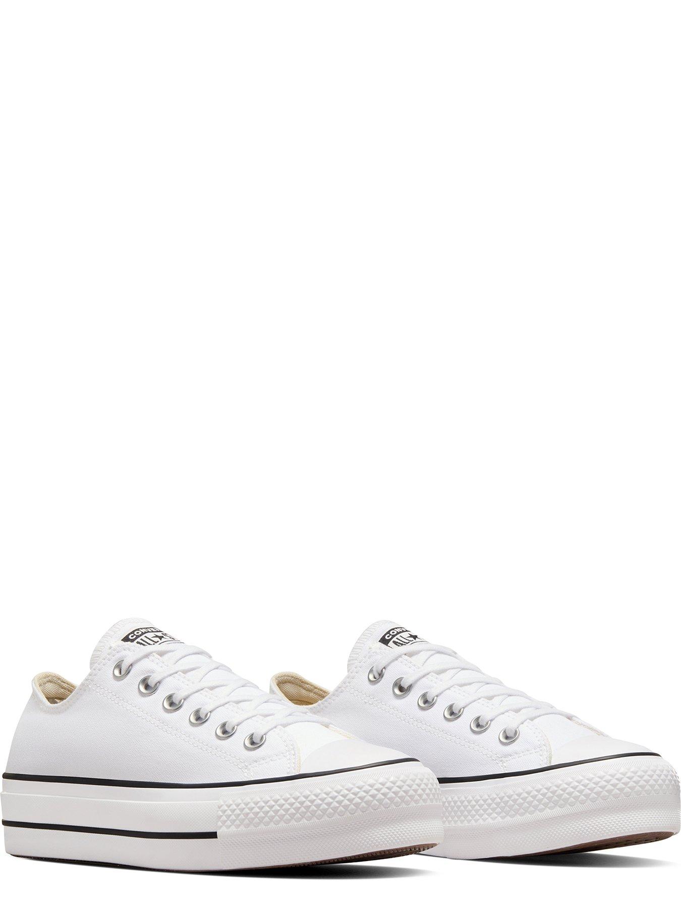 Converse Womens Lift Wide Foundation Ox Trainers - White/Black | Very
