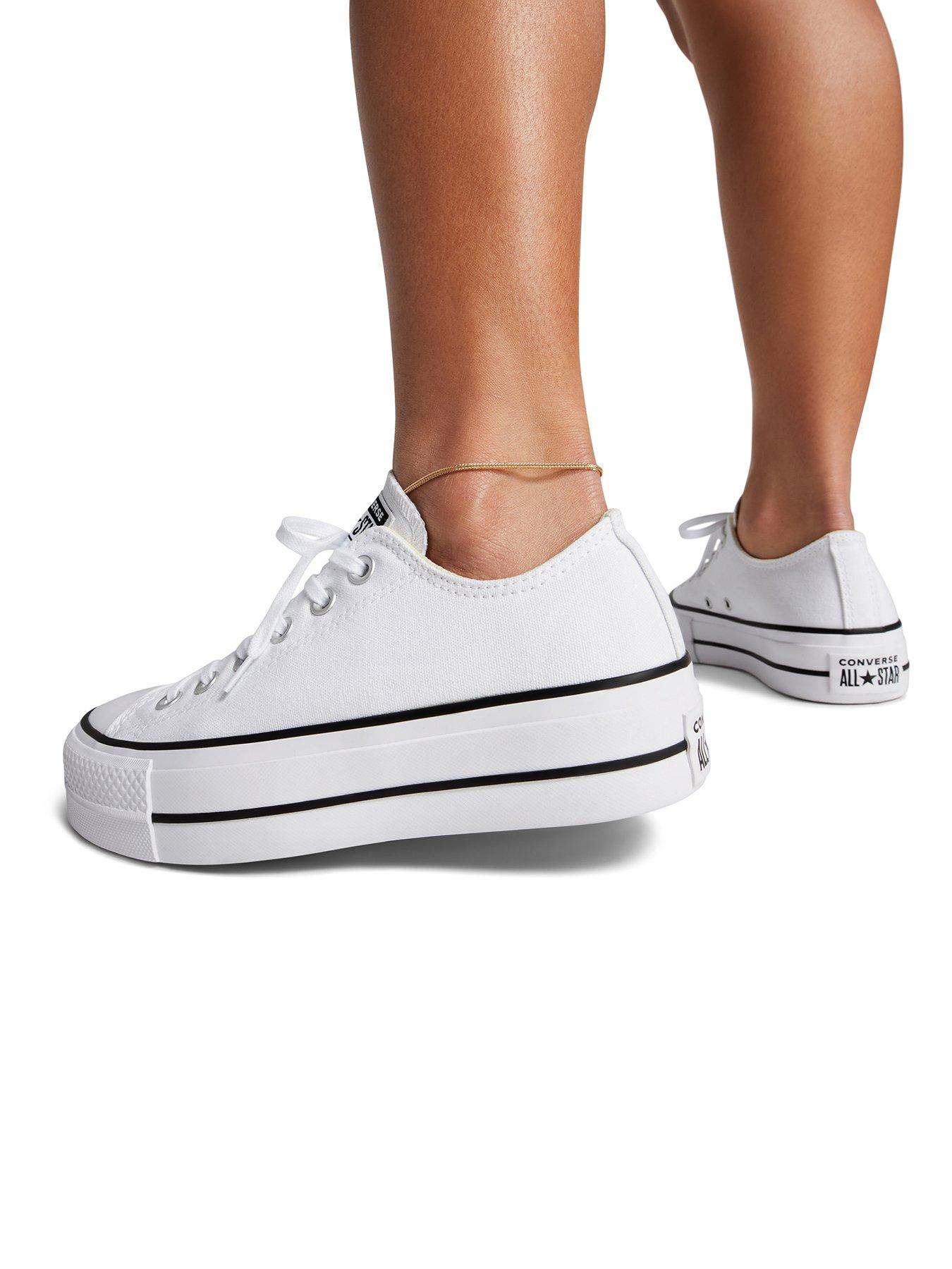 Converse Womens Lift Wide Foundation Ox Trainers - White/Black | Very