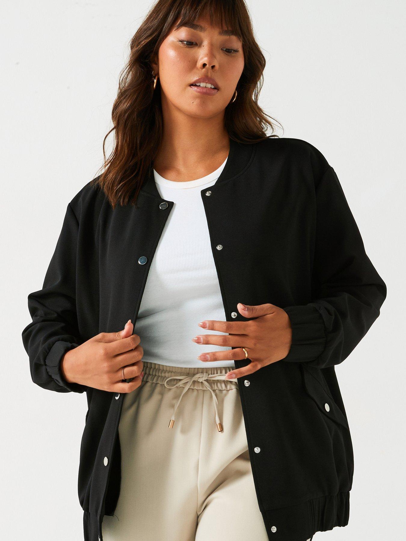 V by Very Curve Stretch Bomber Jacket - Black | Very
