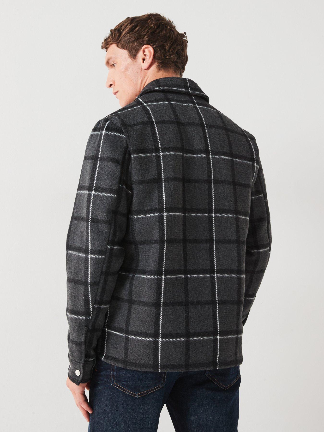 Very Man Check Shacket with Quilted Lining - Charcoal | Very