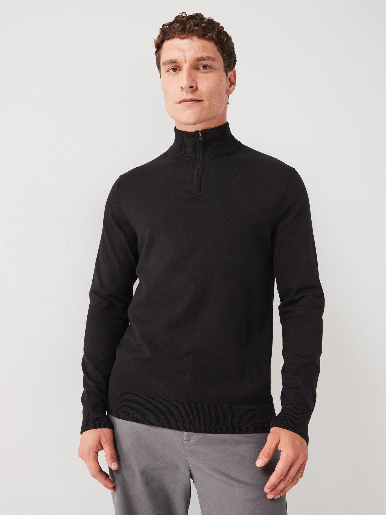 Everyday Cotton Rich 1/4 Zip Jumper - Black | Very