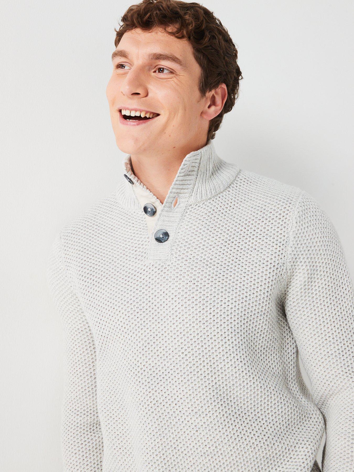Very Man Button Funnel Jumper - Grey | Very