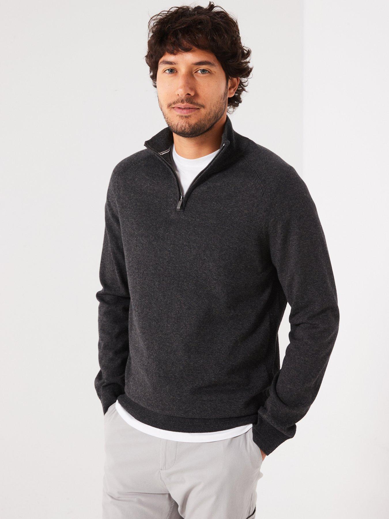 Everyday Tri Marl 1/4 Zip Jumper - Dark Grey | Very