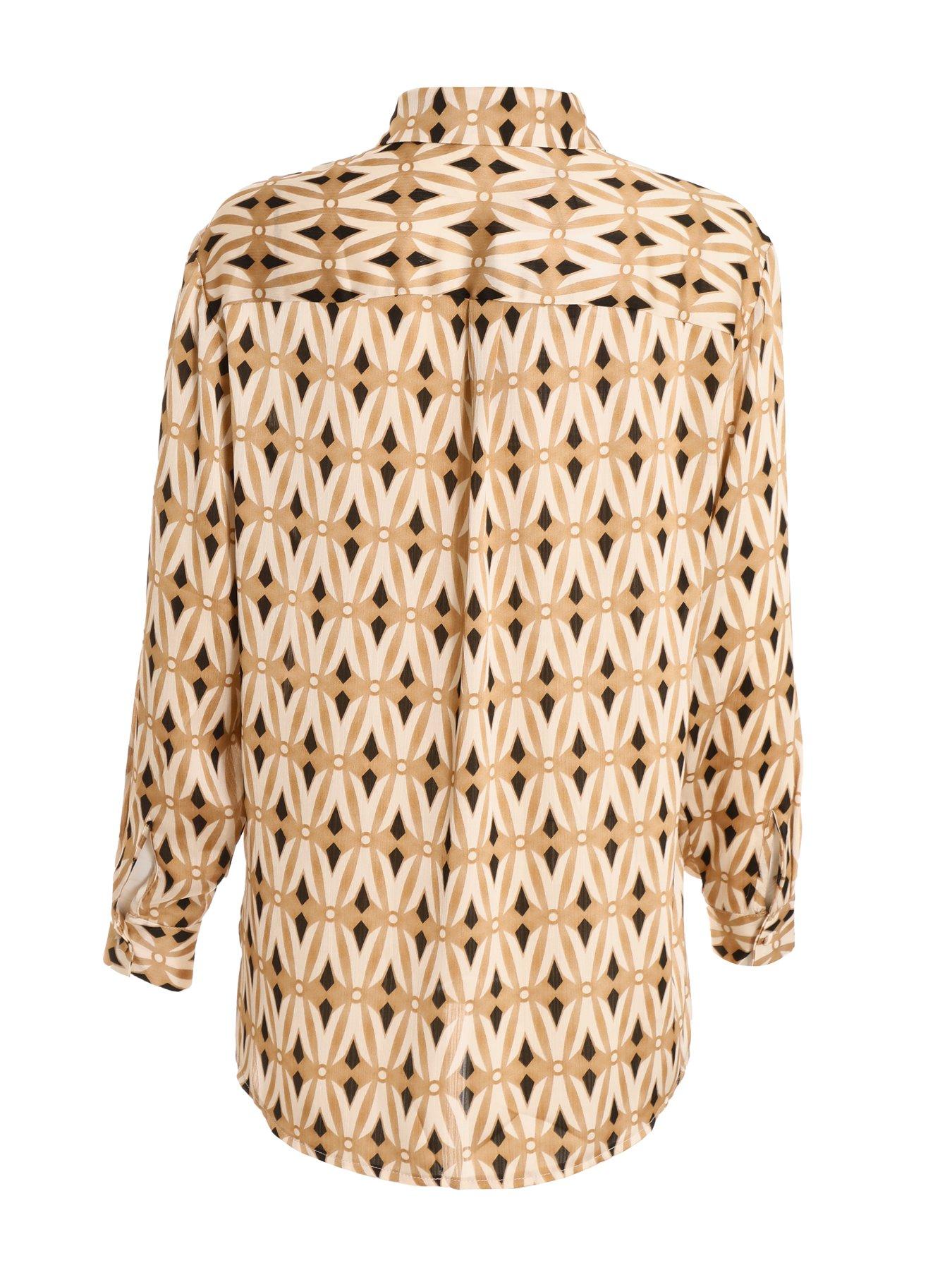 Quiz Camel Geometric Print Satin Shirt | Very