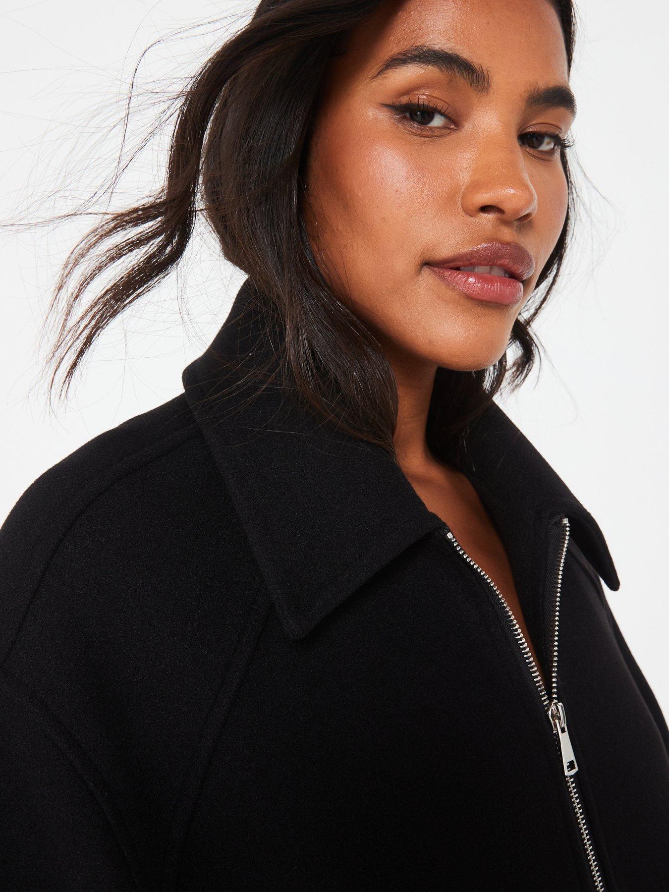 V by Very Faux Wool Short Jacket - Black | Very