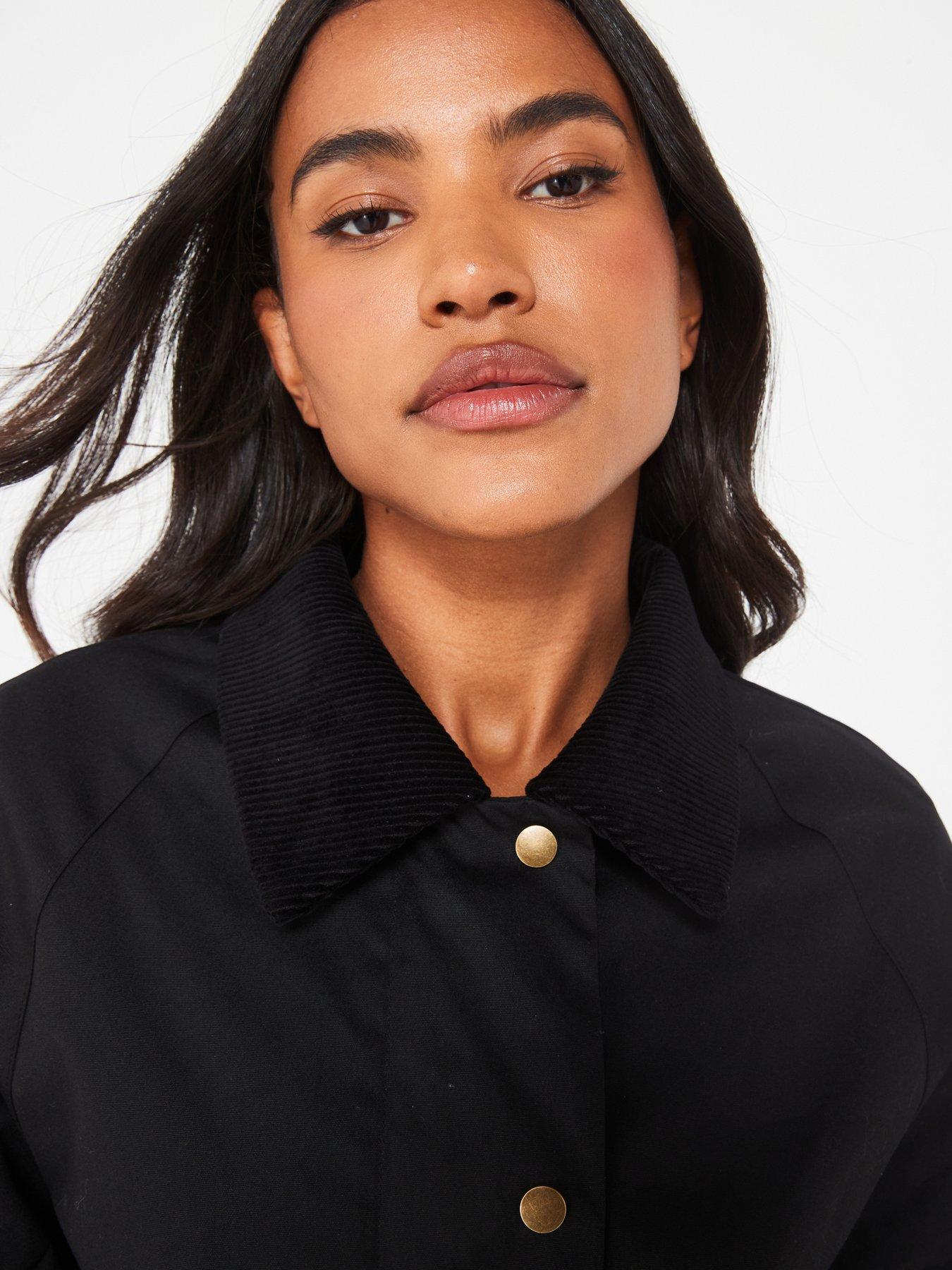 V by Very Waxed Jacket With Corduroy Collar - Black | Very