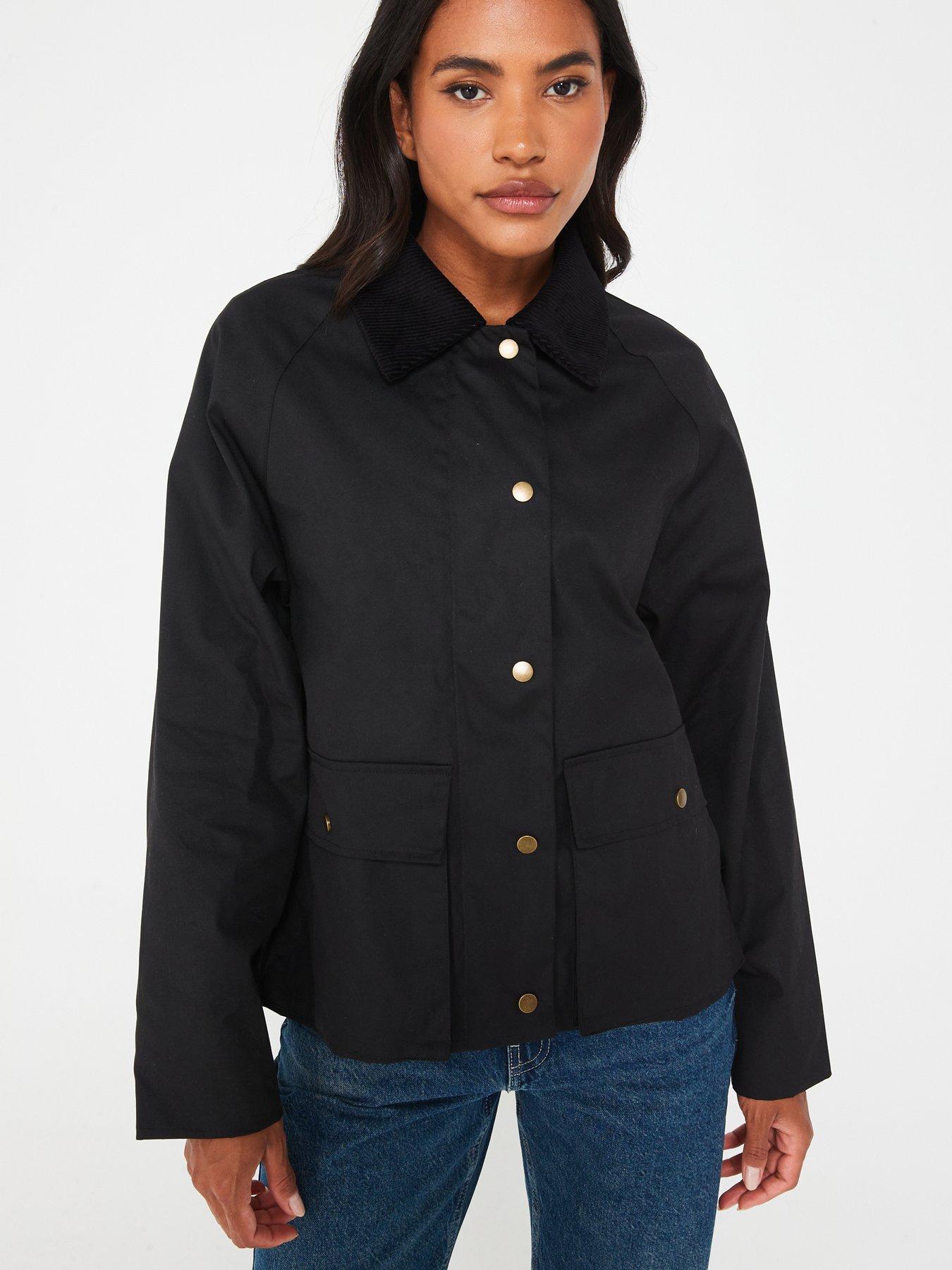 V by Very Waxed Jacket With Corduroy Collar - Black | Very