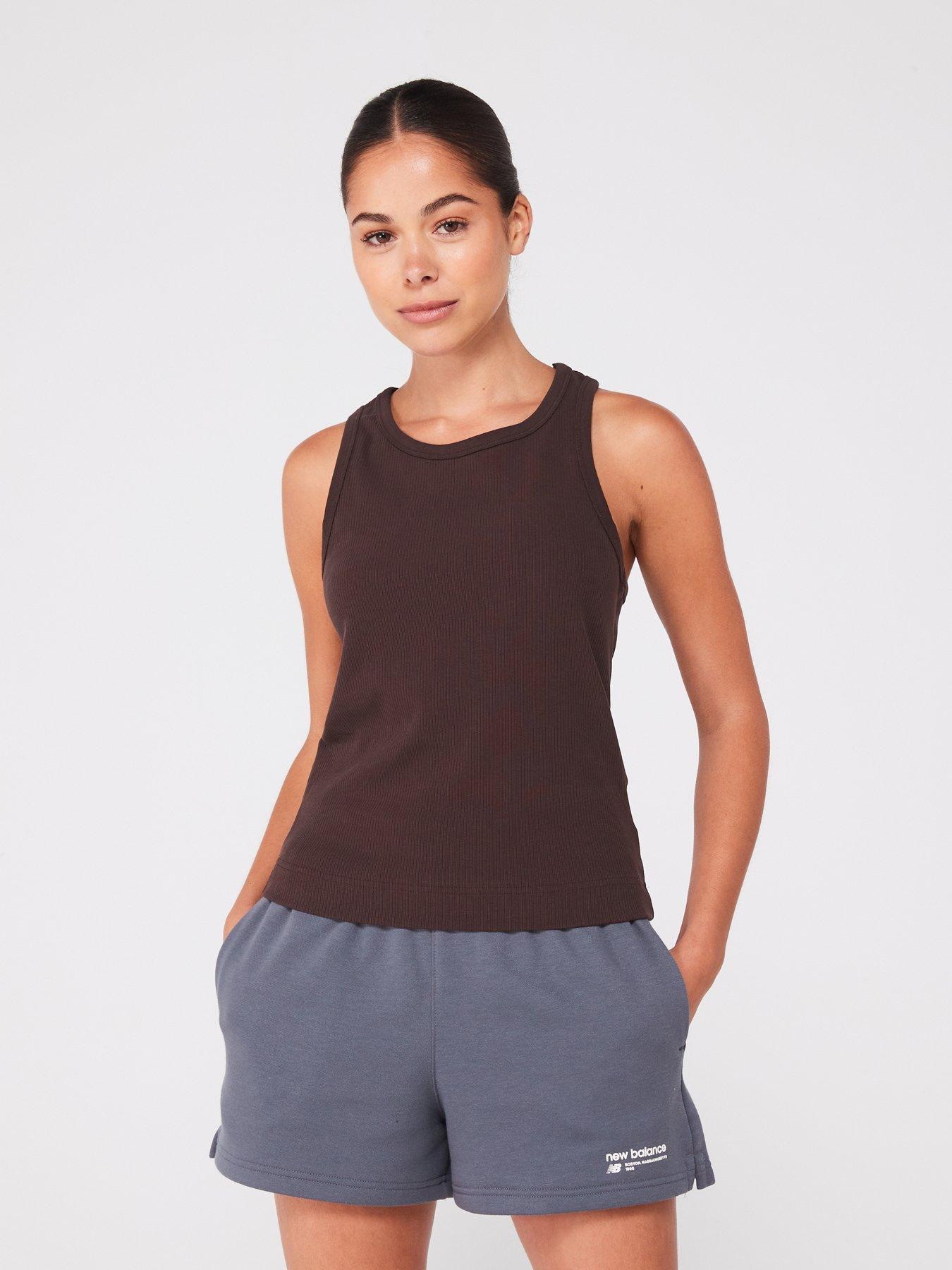 New Balance Womens Linear Heritage Rib Knit Racer Tank - Brown | Very