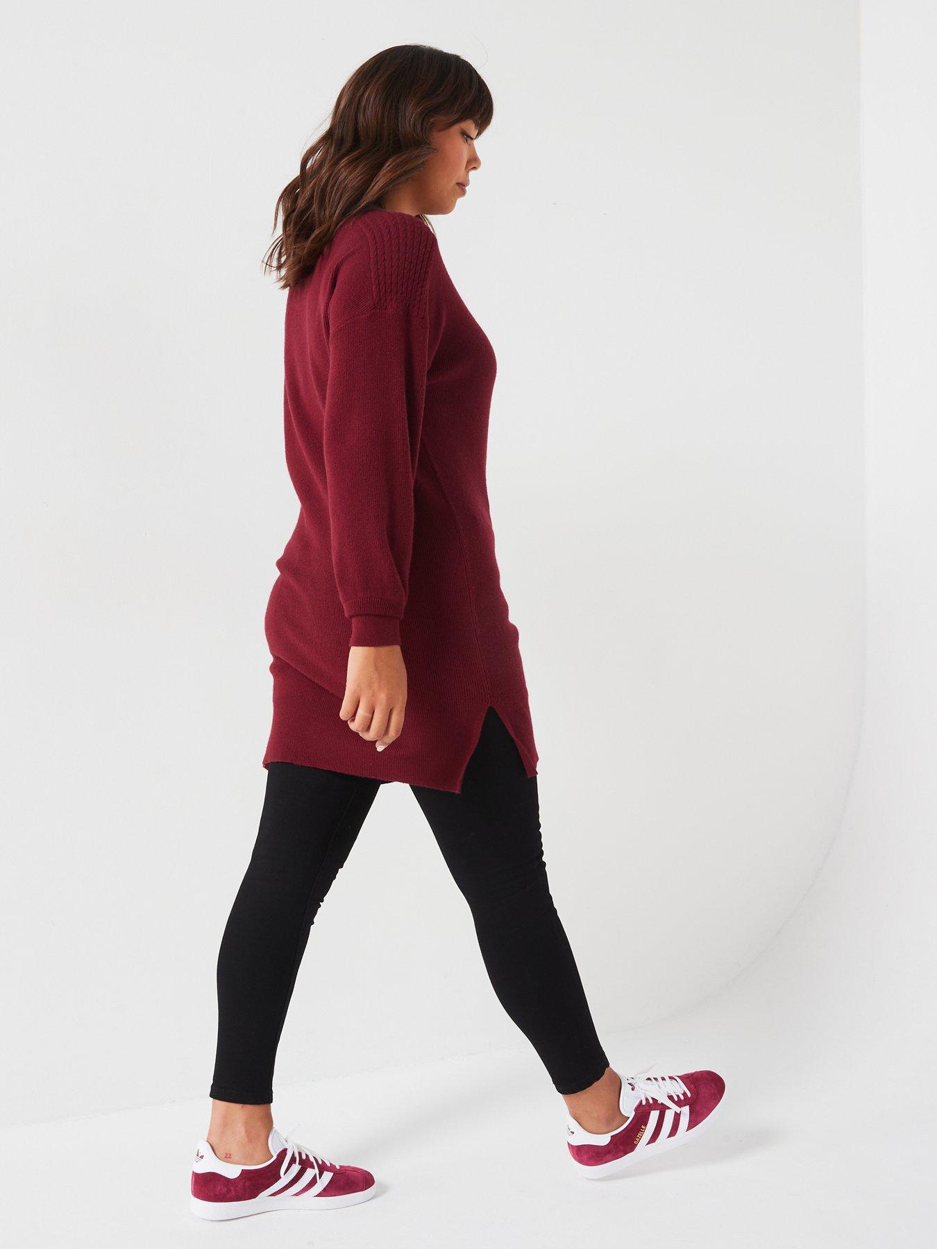 V by Very Curve Slash Neck Longline Jumper - Berry | Very