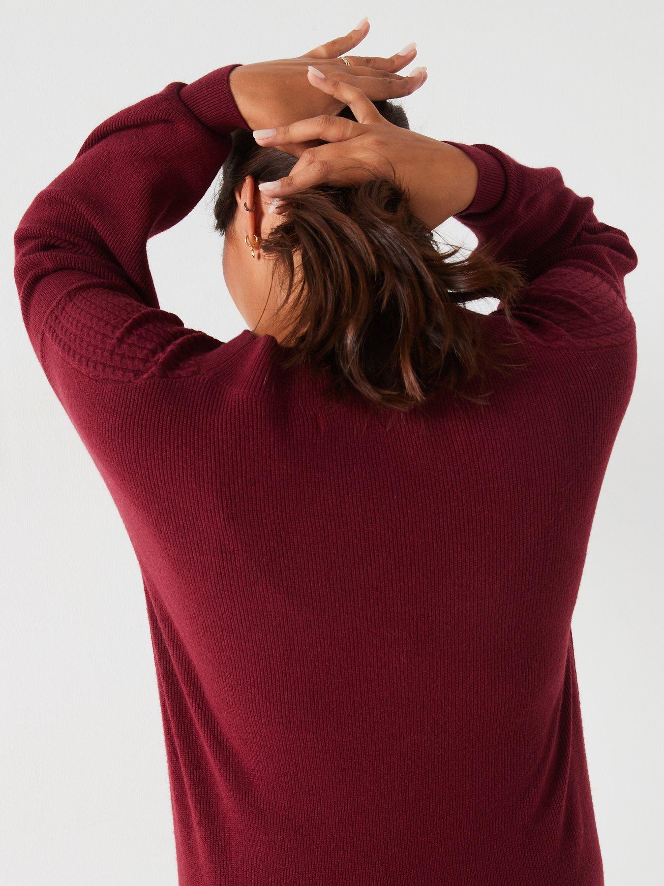 V by Very Curve Slash Neck Longline Jumper - Berry | Very