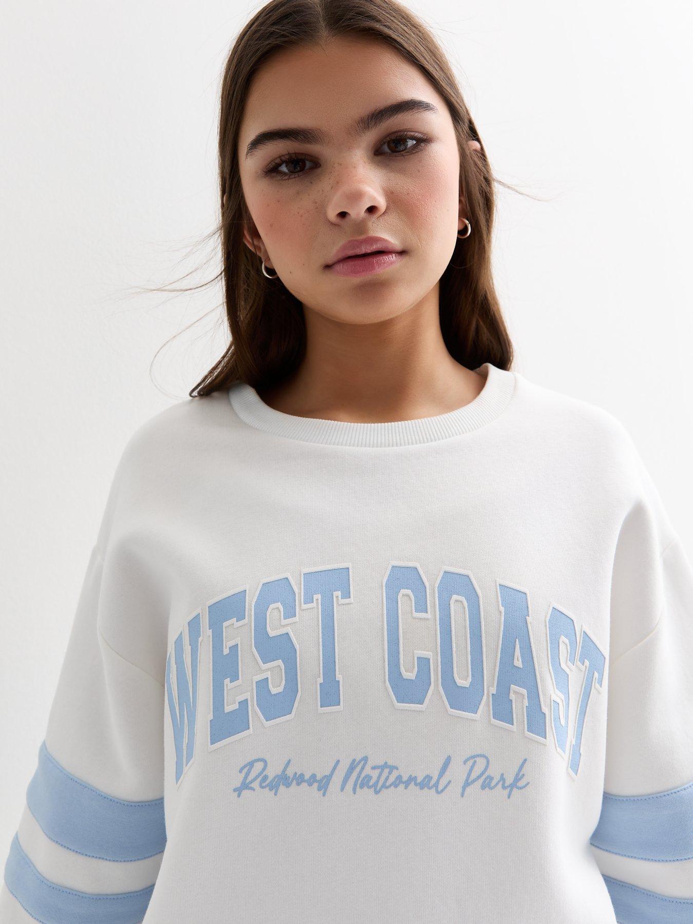 New Look 915 Girls Off White West Coast Logo Longline Sweatshirt | Very ...