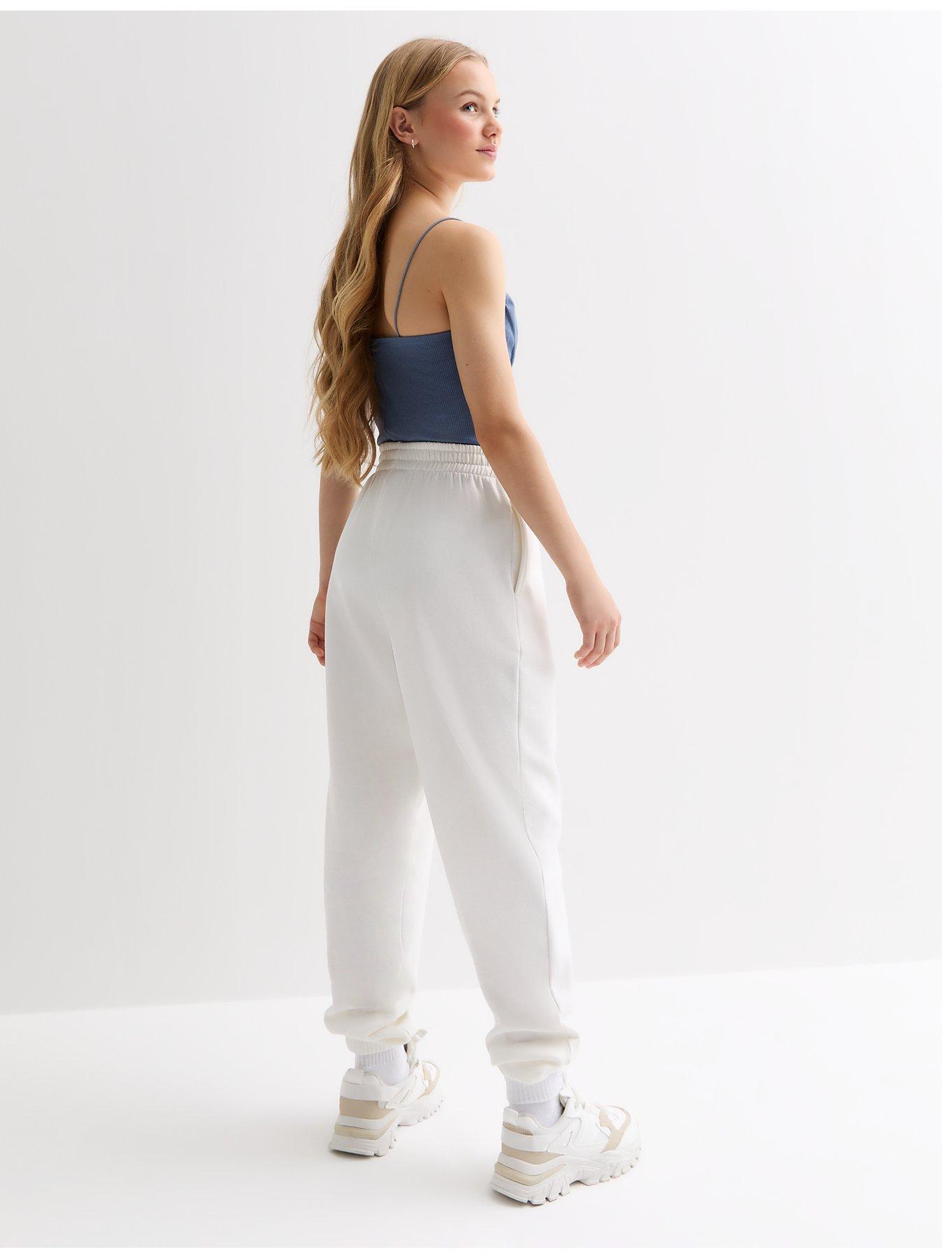 New Look 915 Girls Off White Pacific Grove Cuffed Logo Joggers | Very.co.uk