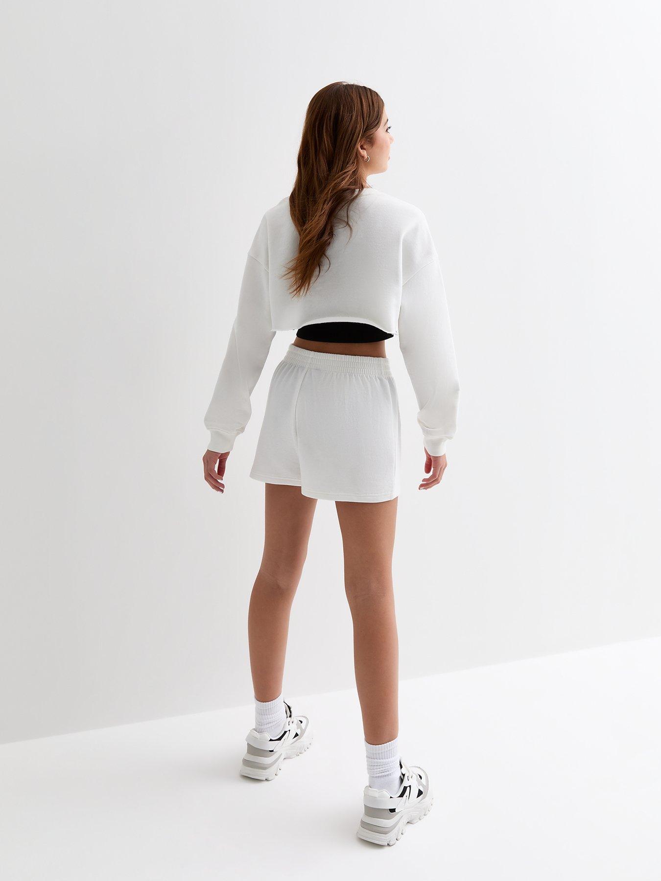 New Look 915 Girls White Manifest Logo Crop Sweatshirt | Very.co.uk