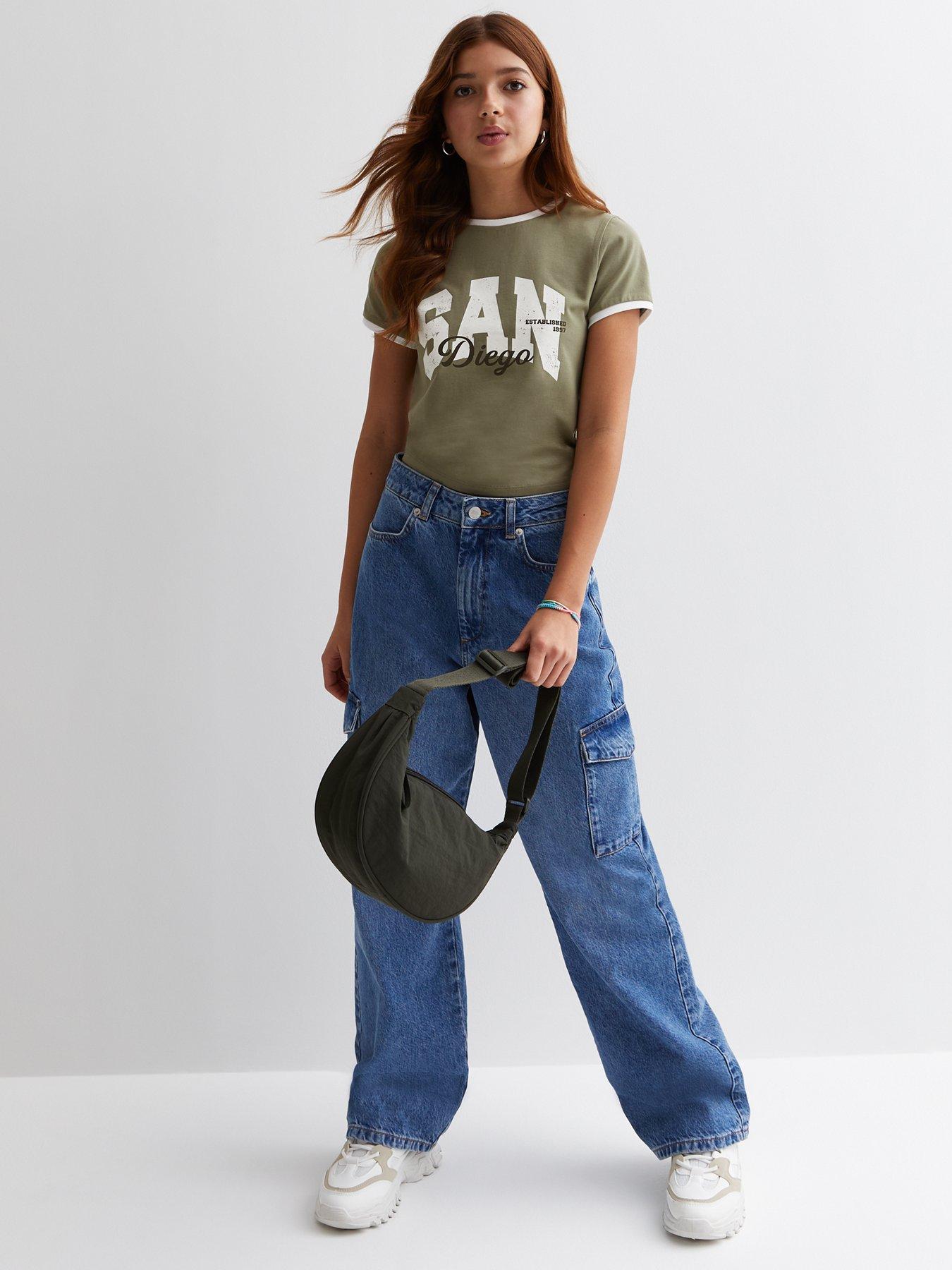 New Look 915 Girls Olive San Diego Logo Ringer T-Shirt | Very.co.uk