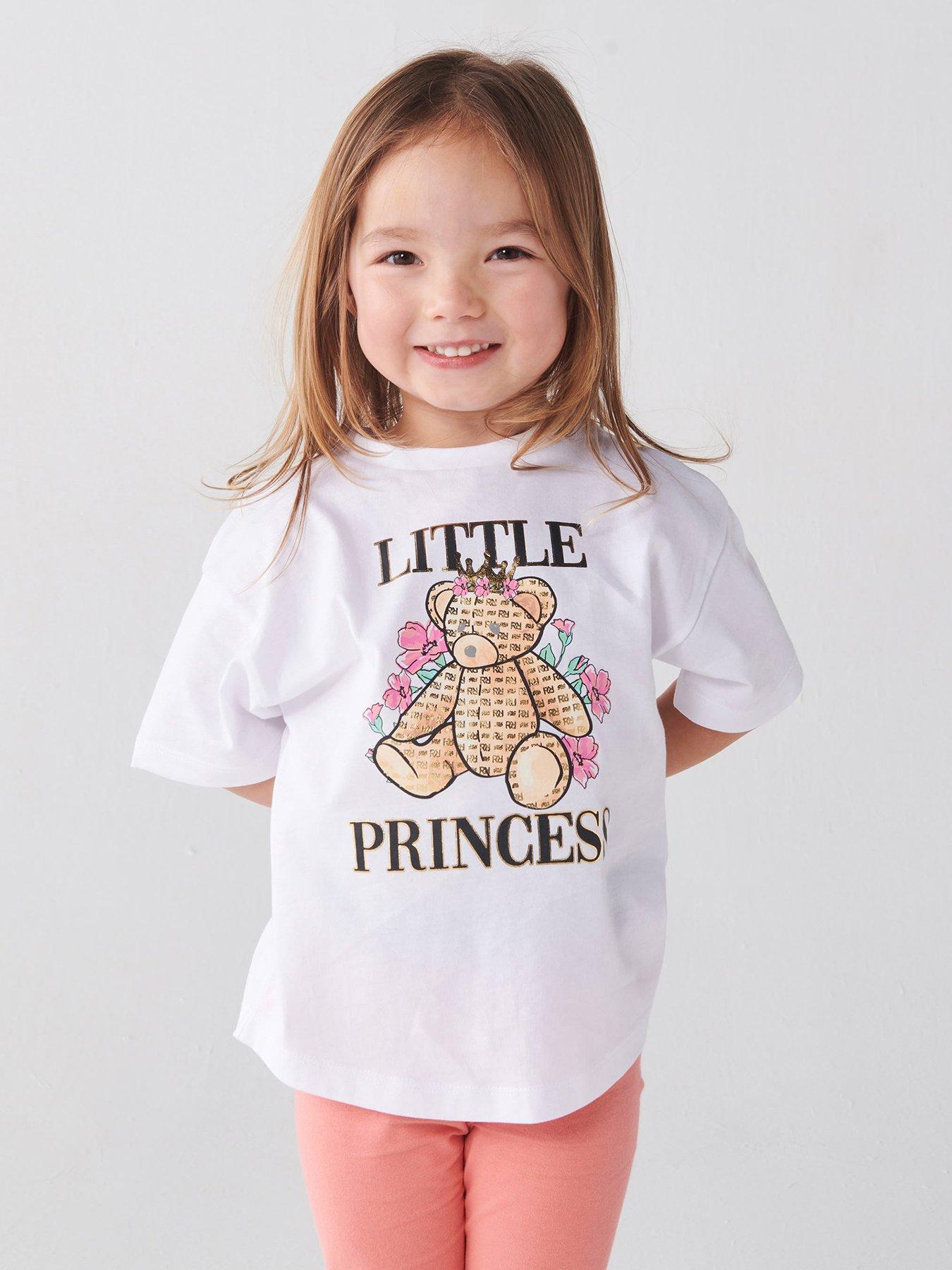 River Island Mini Mini Girls Floral Bear T-Shirt - White | Very.co.uk