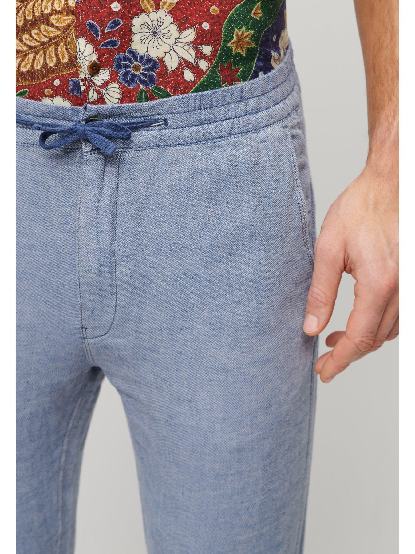Superdry Drawstring Linen Trousers Blue Very