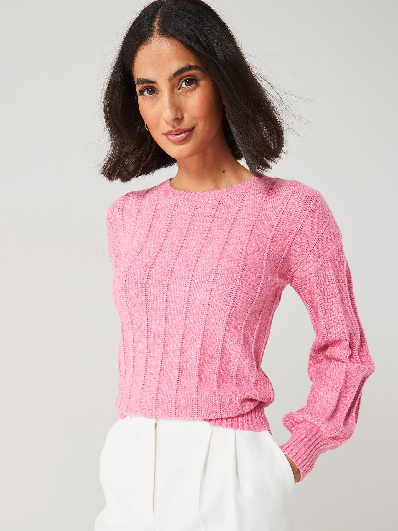 Everyday Crew Neck Ribbed Jumper - Pink | Very