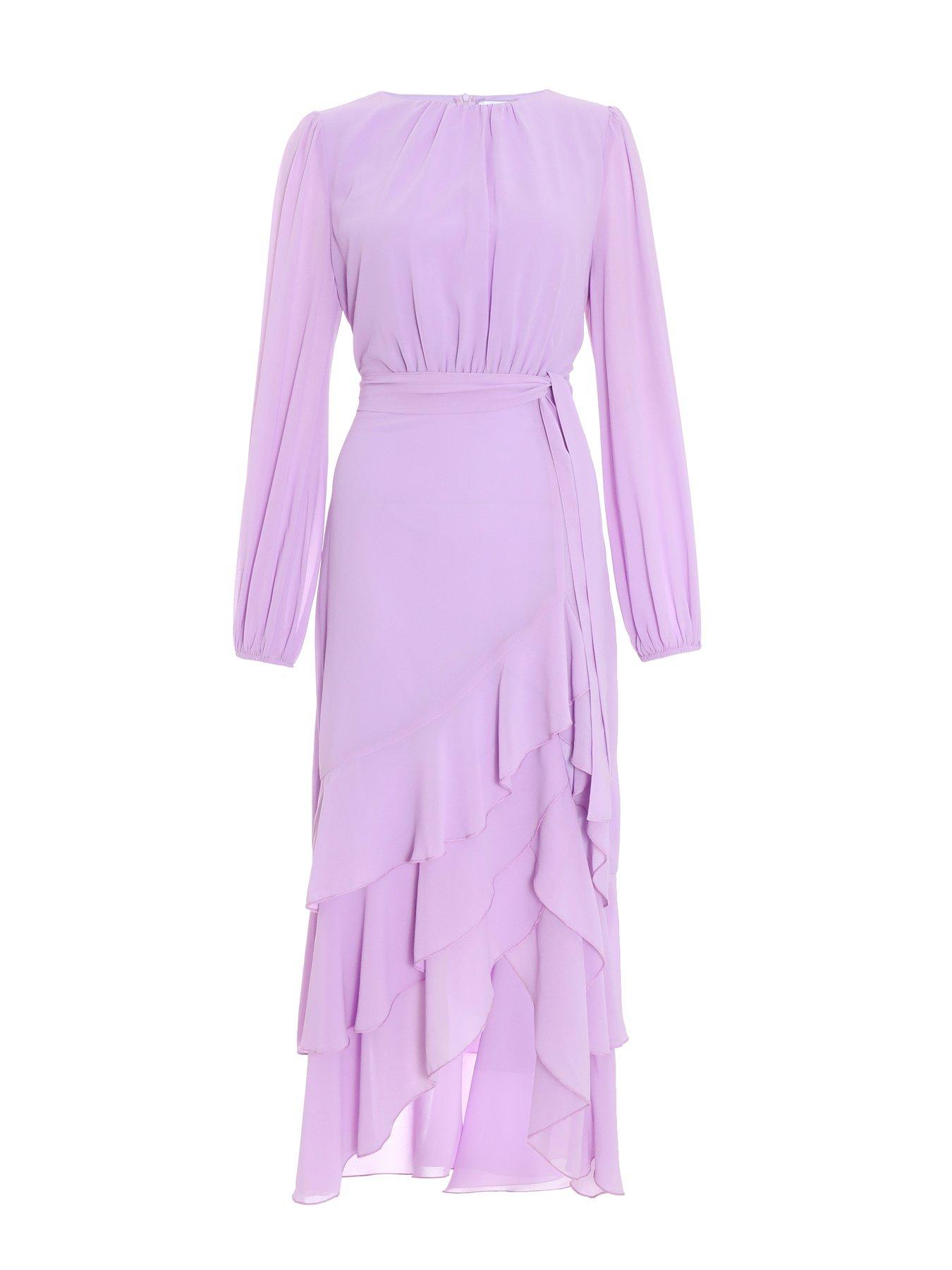 Quiz Lilac Chiffon Frill Hem Midi Dress | Very