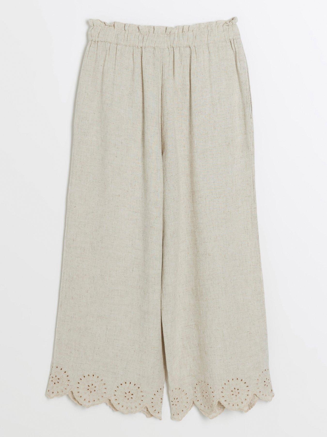 River Island Girls Linen Blend Trousers - Beige | Very