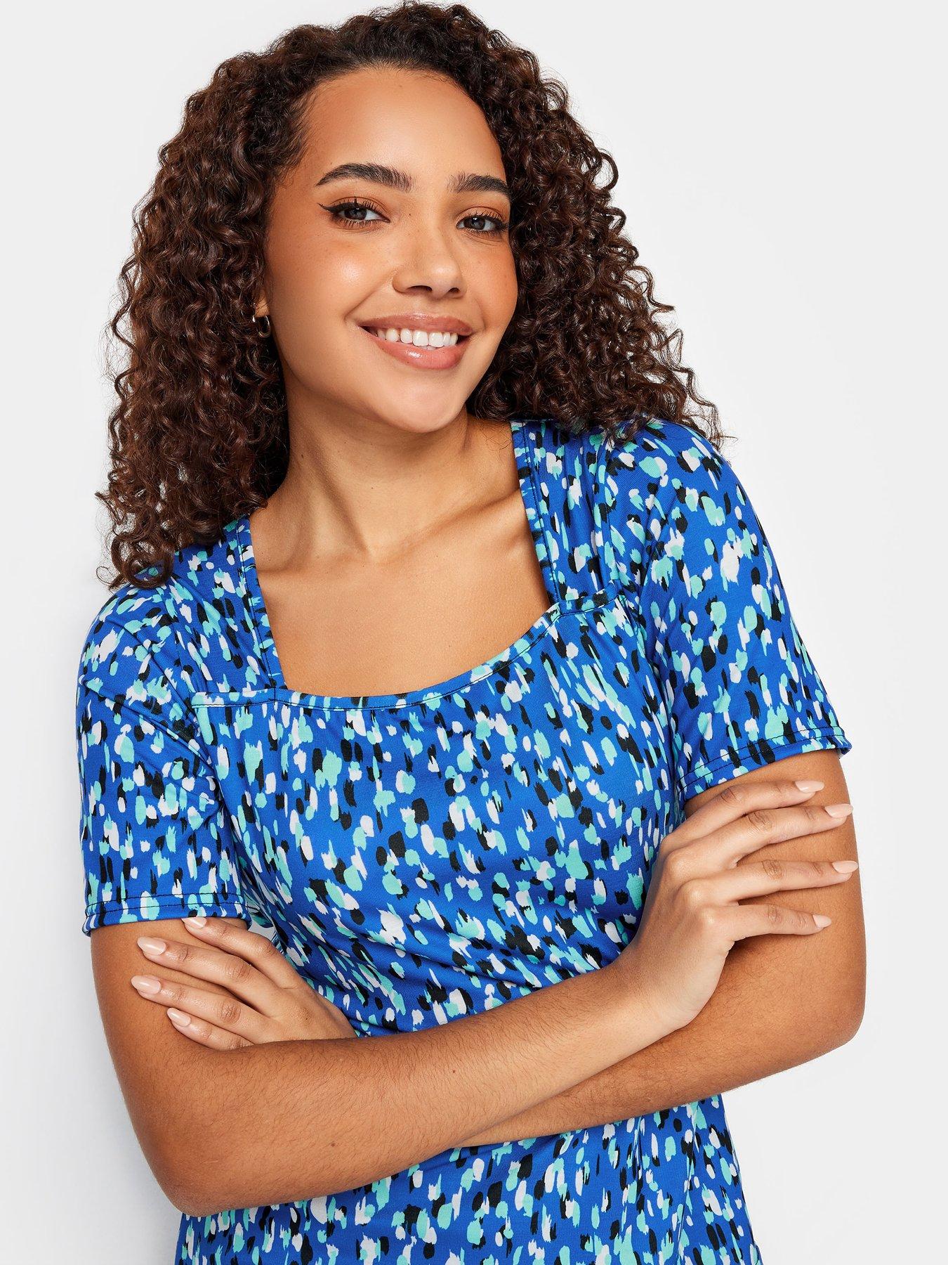 M&Co Blue Mark Making Square Neck Top | Very.co.uk