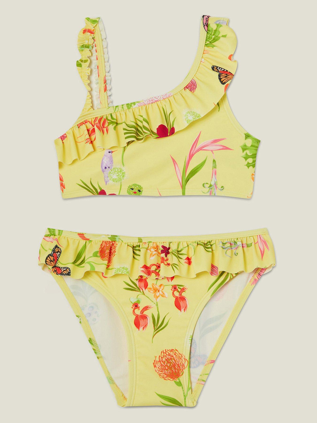 Accessorize Girls Floral Print Bikini - Yellow | Very