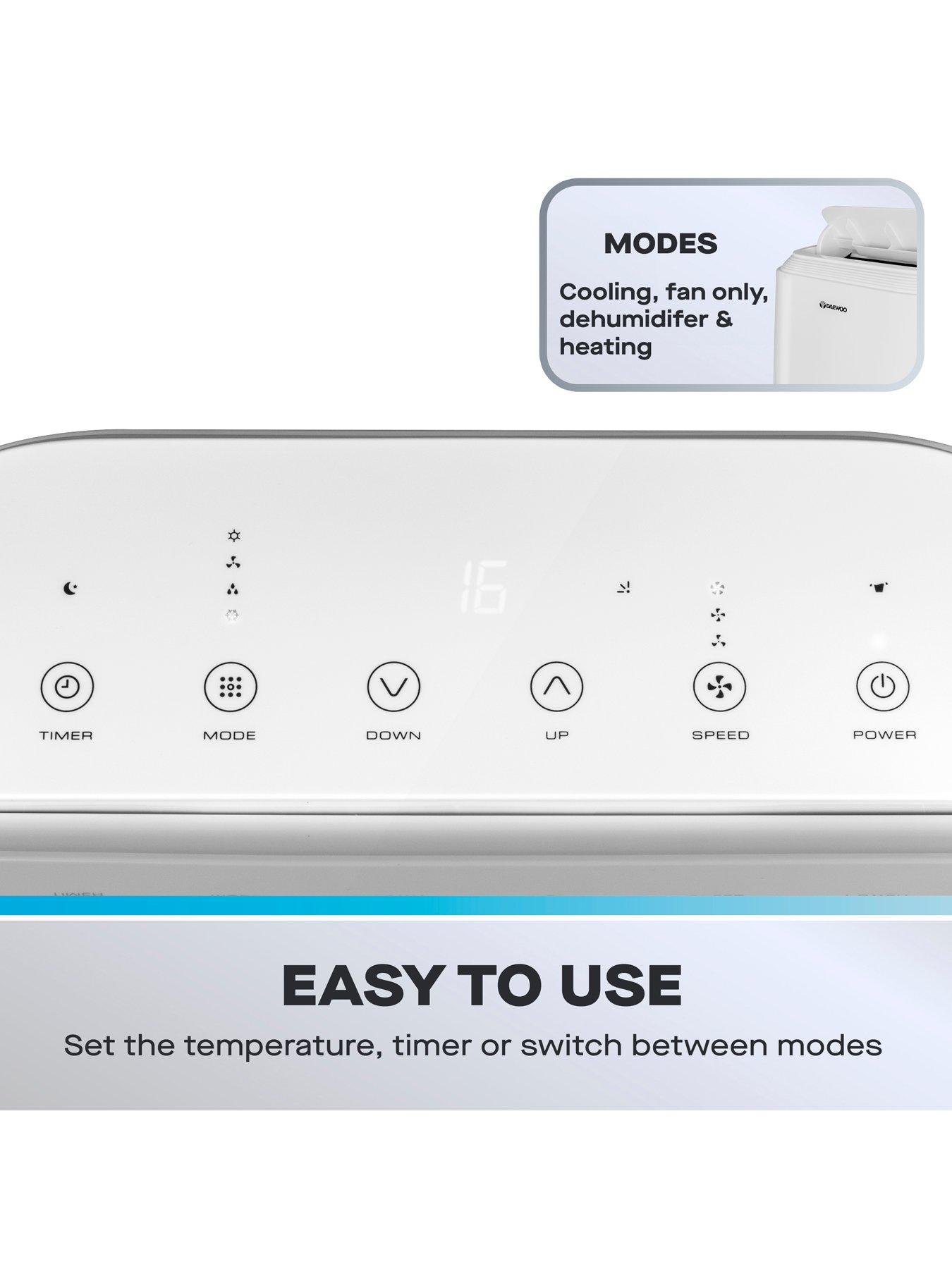 Daewoo 12000 BTU Portable Air Conditioner With Heating & Auto Swing | Very