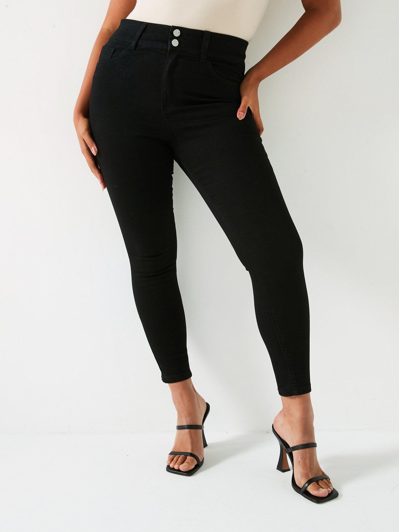 V by Very Curve High Waisted Shaping Stretch Skinny Jean - Black | Very