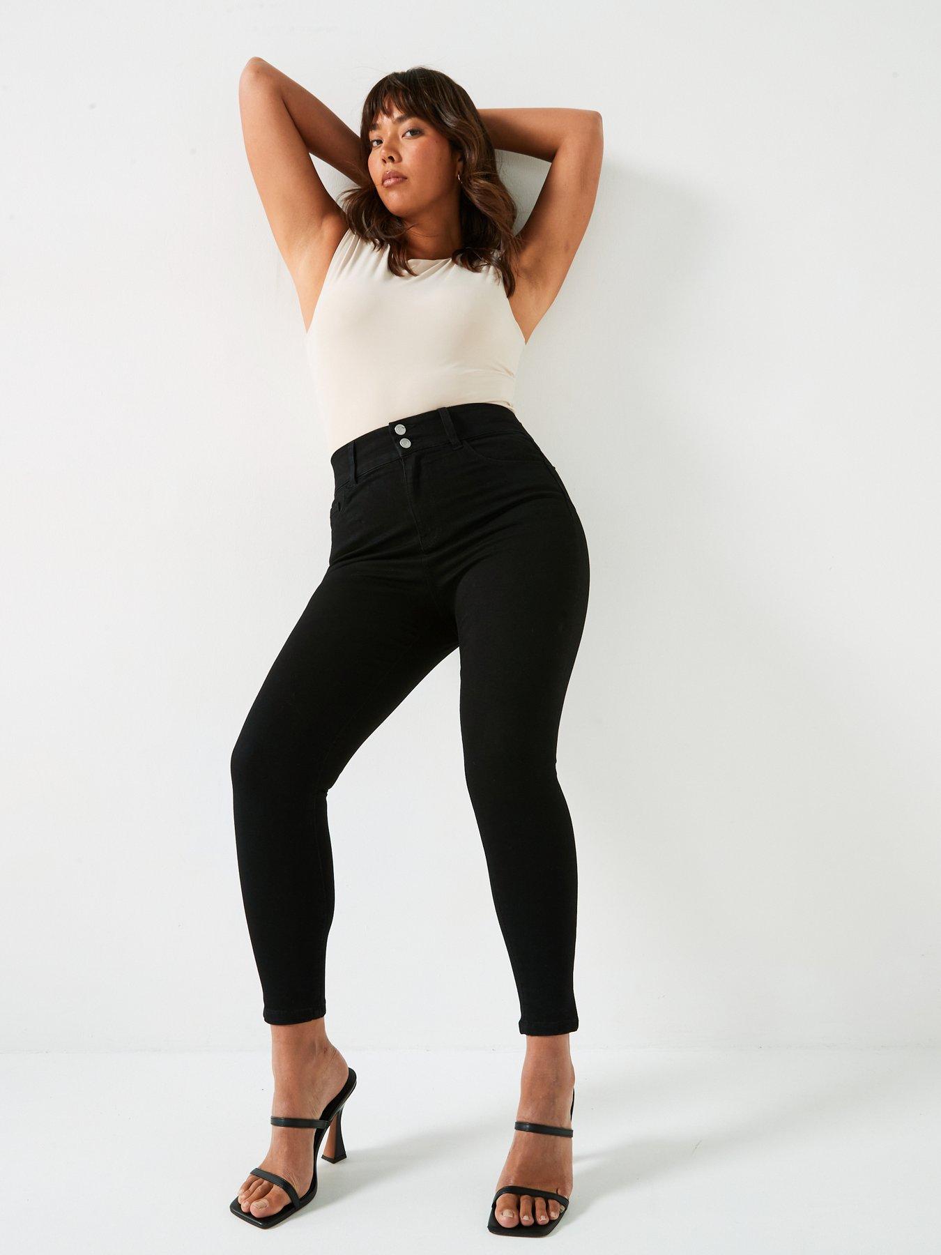 V by Very Curve High Waisted Shaping Stretch Skinny Jean - Black | Very