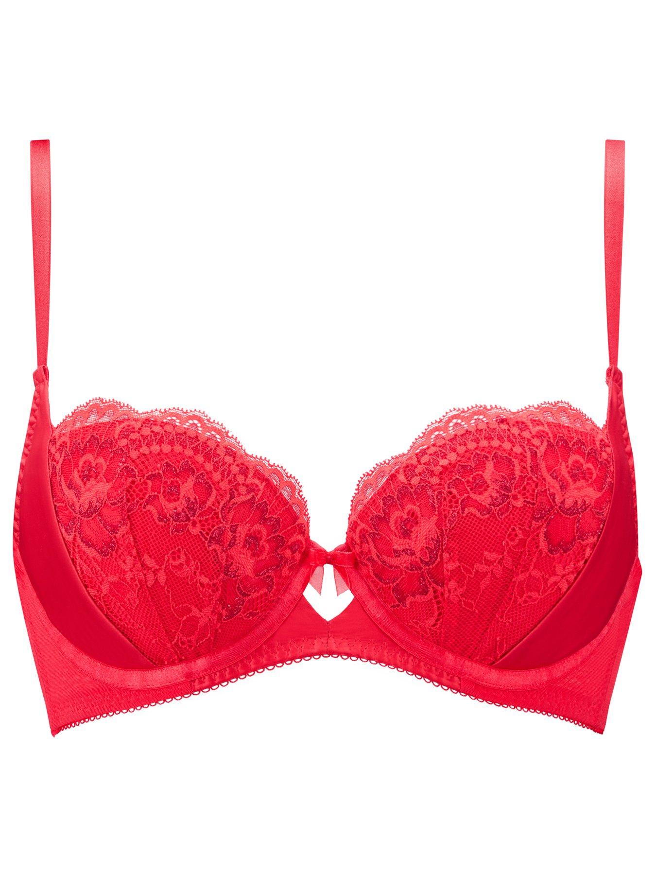 Ann Summers Bras Honoured Padded Balcony Bra - Red | Very.co.uk