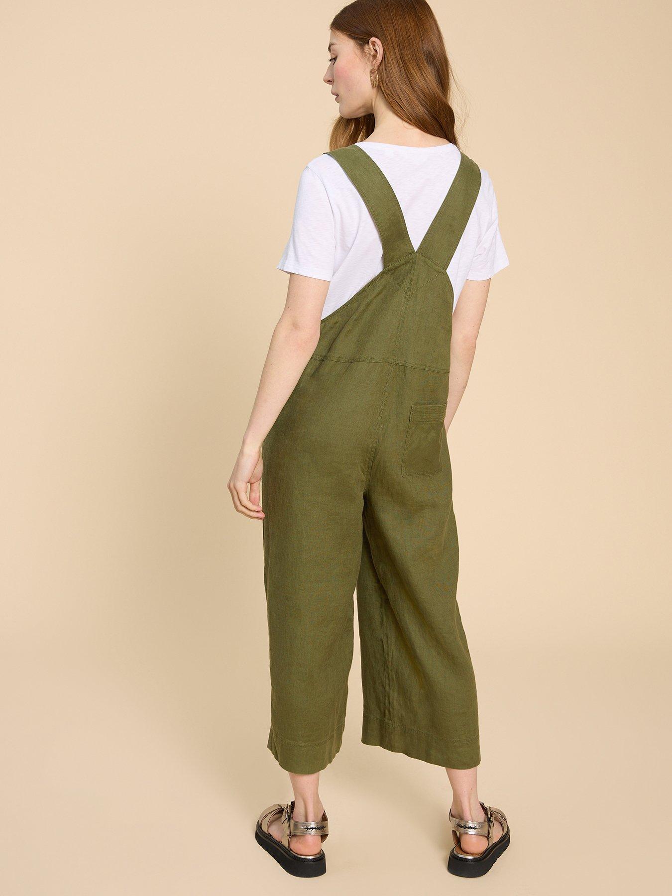 White Stuff Petite Viola Linen Dungaree - Khaki | Very