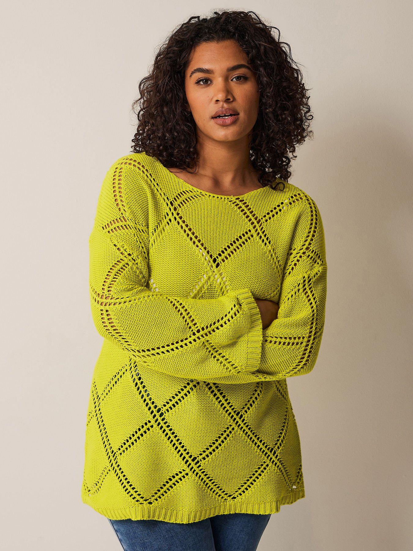 Evans Diamond Pointelle Jumper Chartreuse | Very