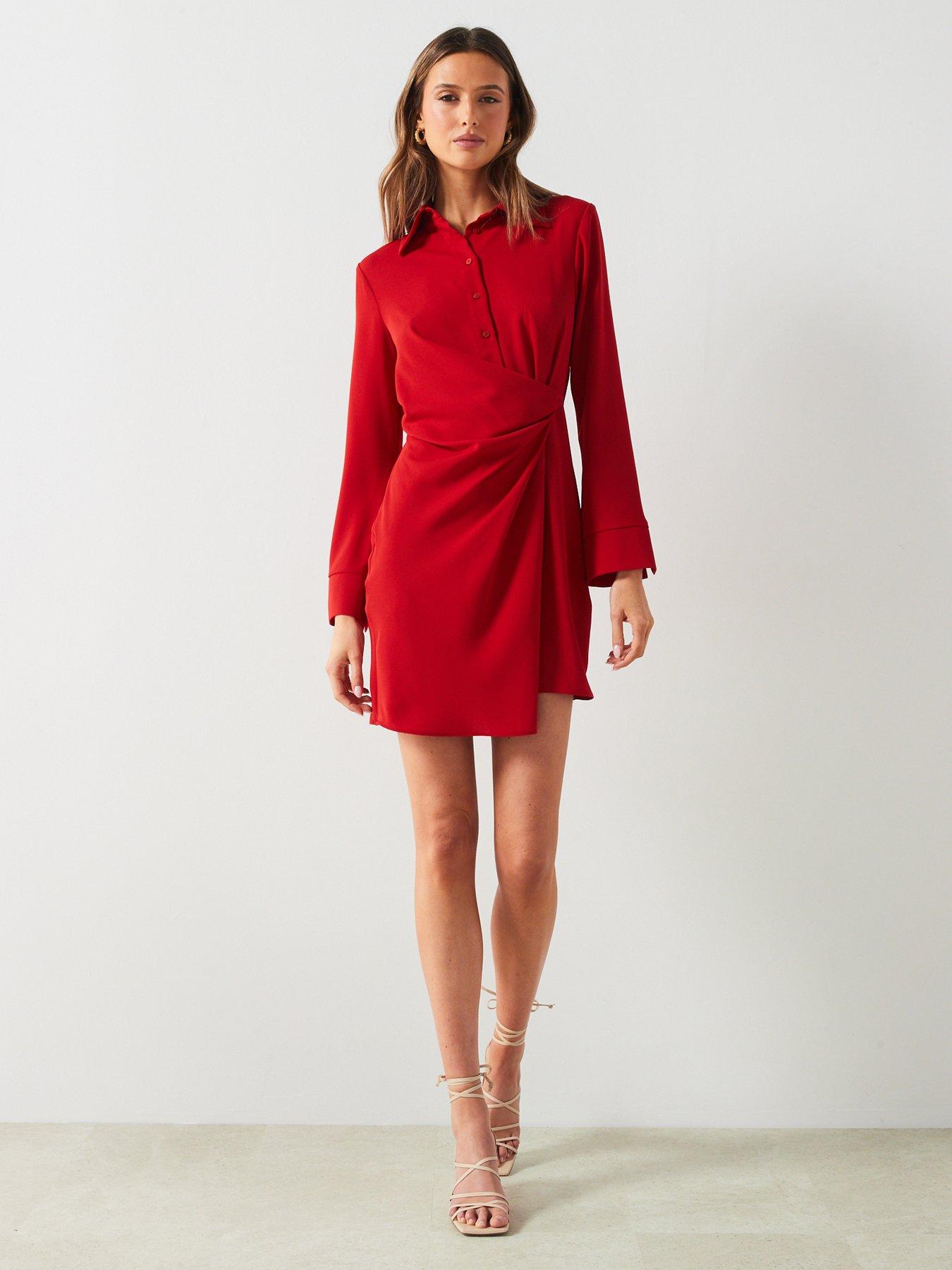 Mango Draped Wrap Mini Dress - Red | Very