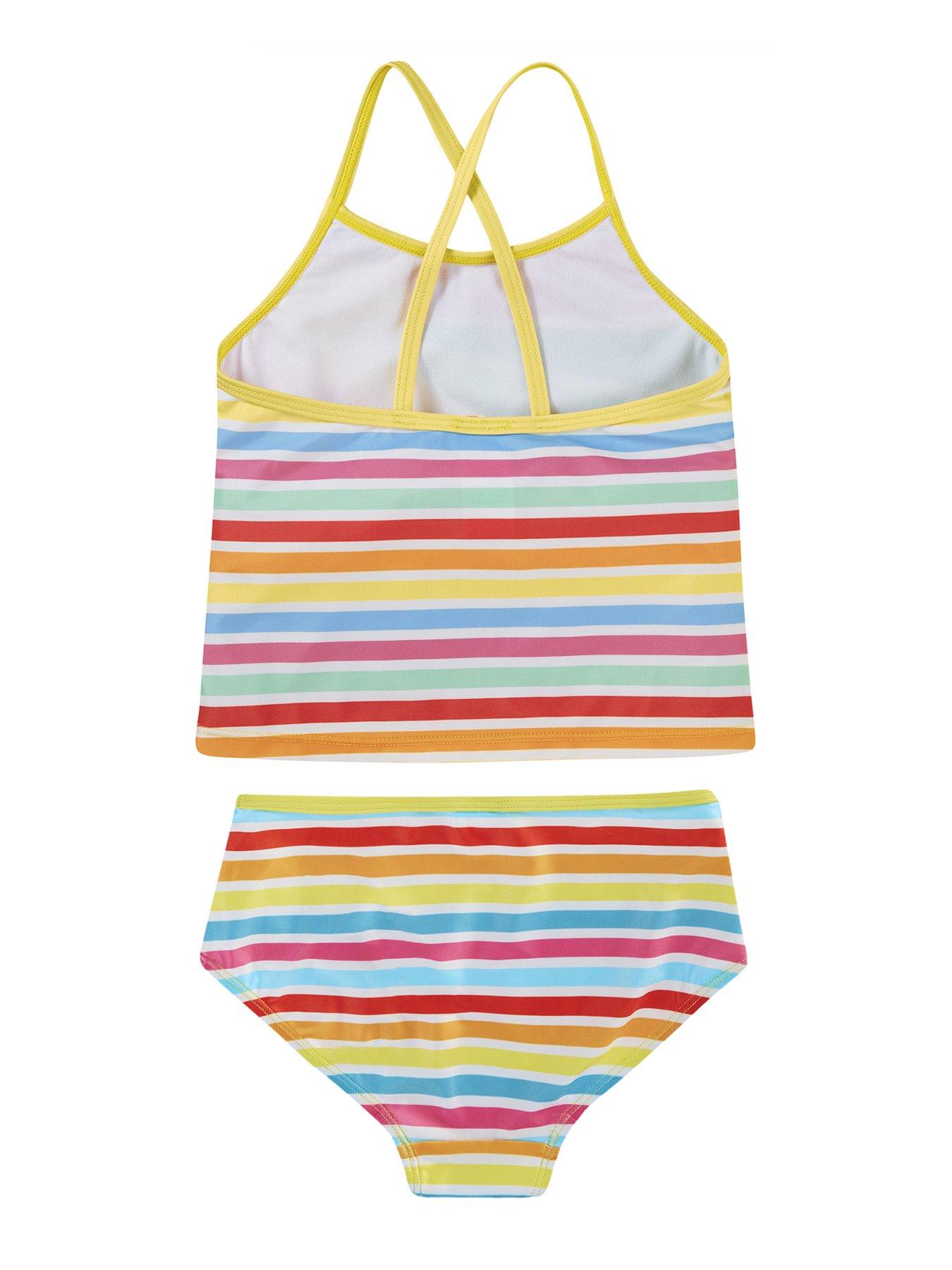 Frugi Girls Seaside Stripe Rainbow Kiri Tankini - Multi | Very