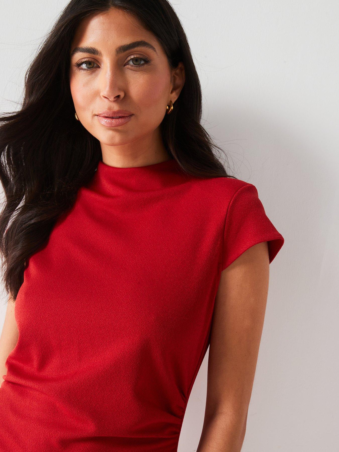 V by Very Ruched Detail Mini Dress - Red | Very