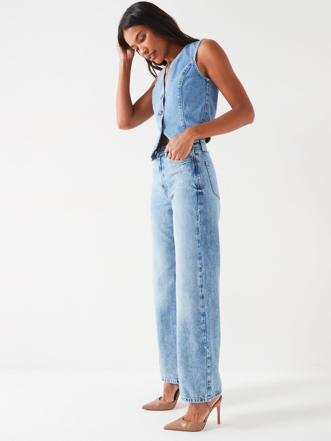 V by Very Wide Leg High Rise Jeans - Light Wash | Very