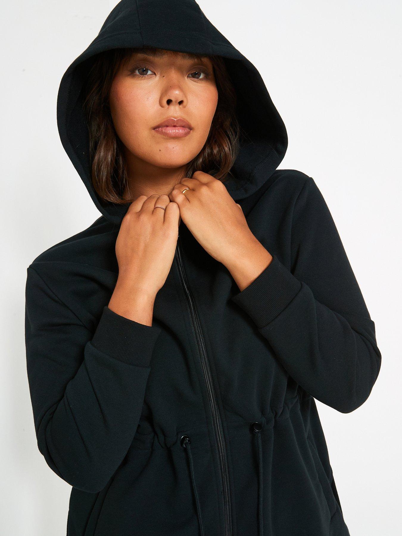 The Very Collection Curve Zip Through Tie Waist Hoodie - Black | Very