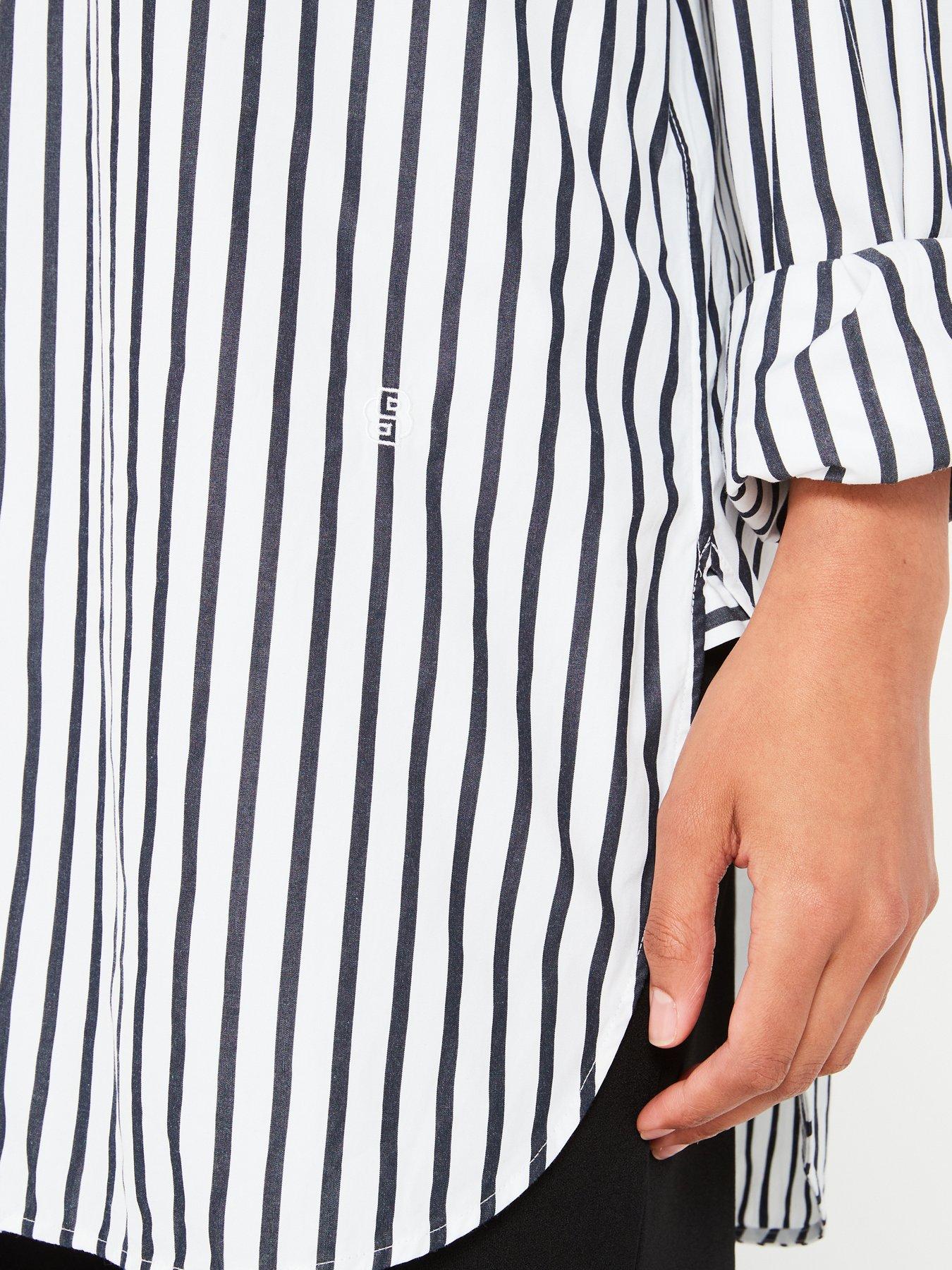 BOSS Berry Saturday Oversized Stripe Cotton Shirt - White | Very