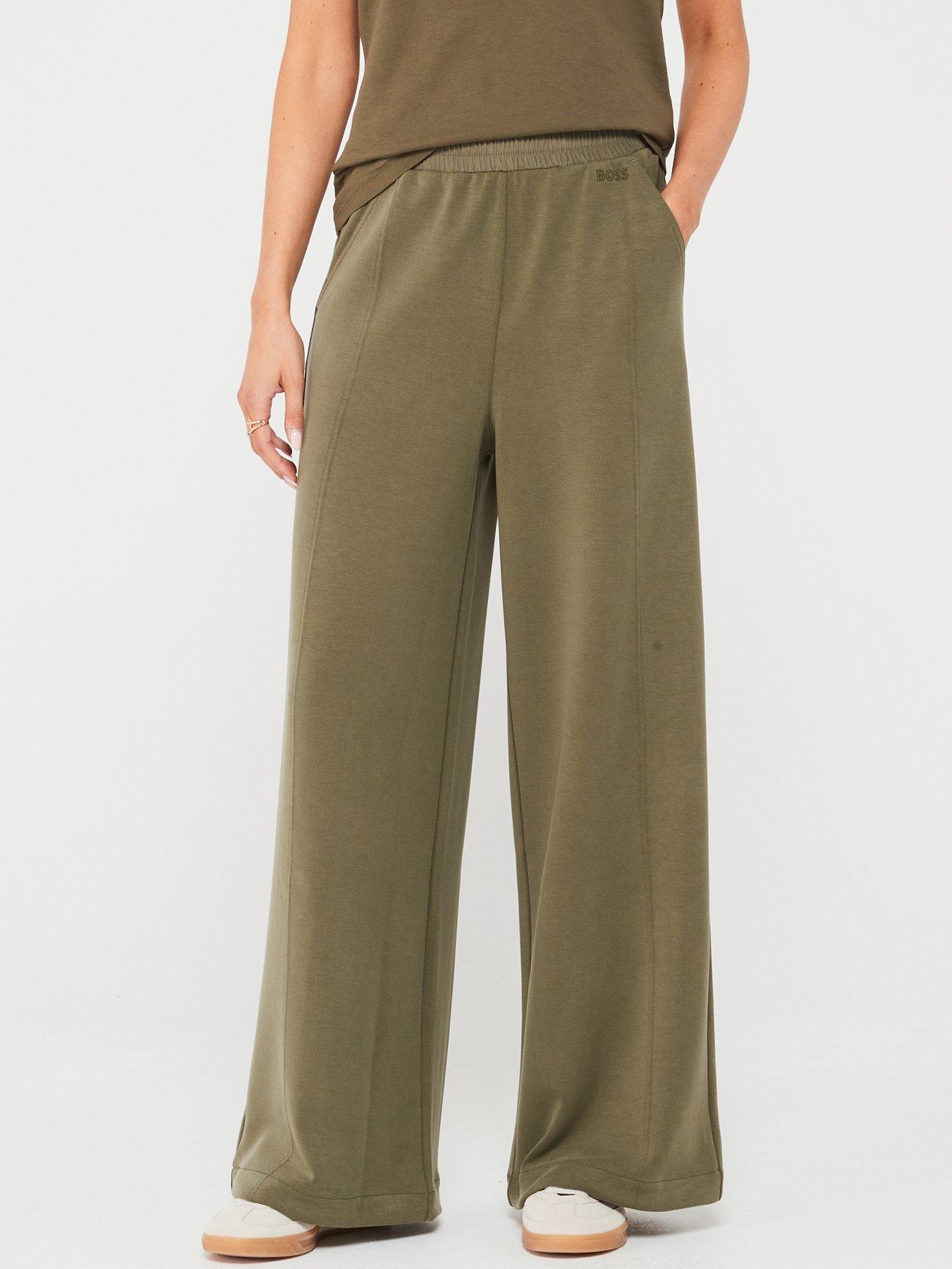 BOSS Ecara Super Soft Wide Leg Joggers - Green | Very
