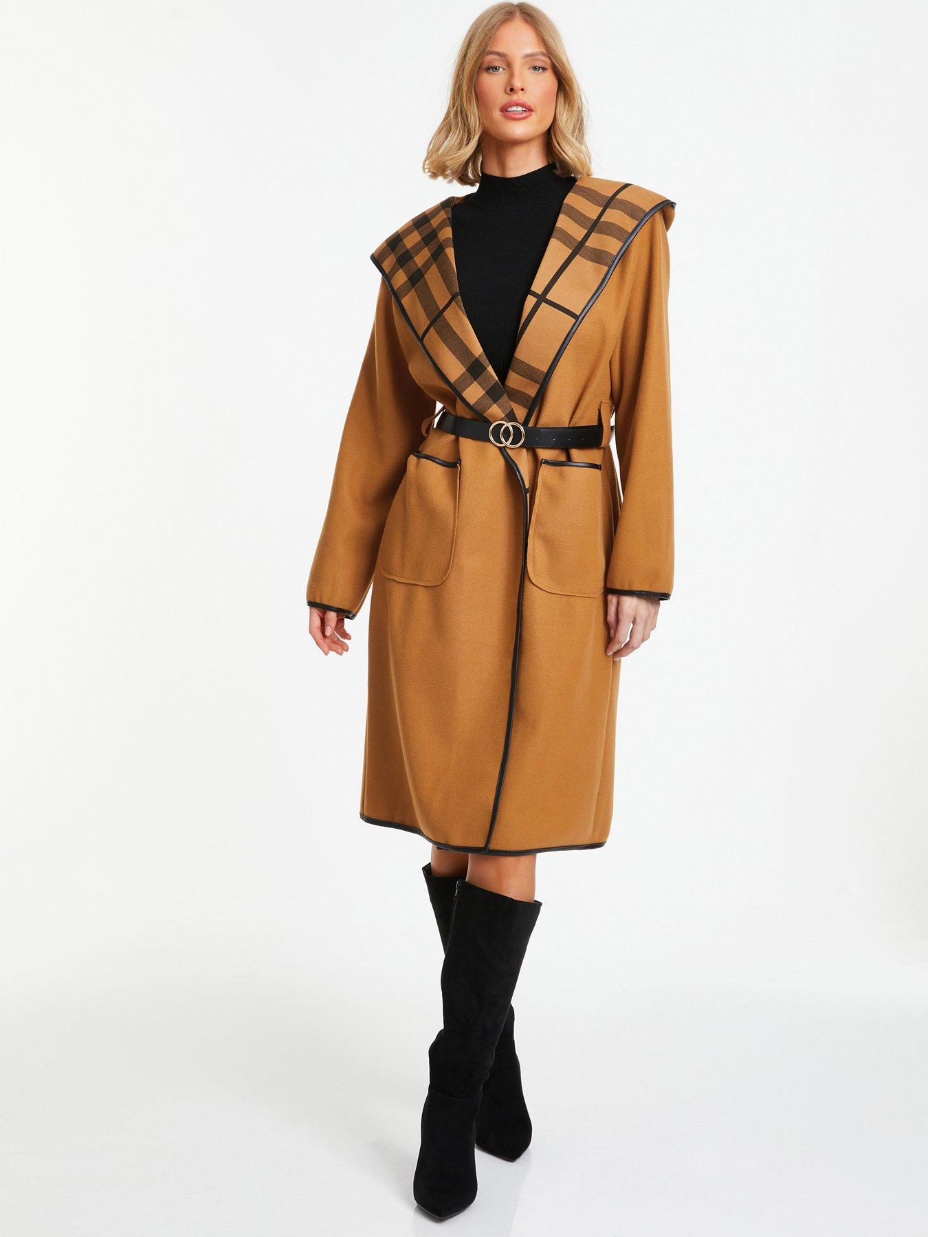 Quiz Camel Check Print Belted Coat | Very