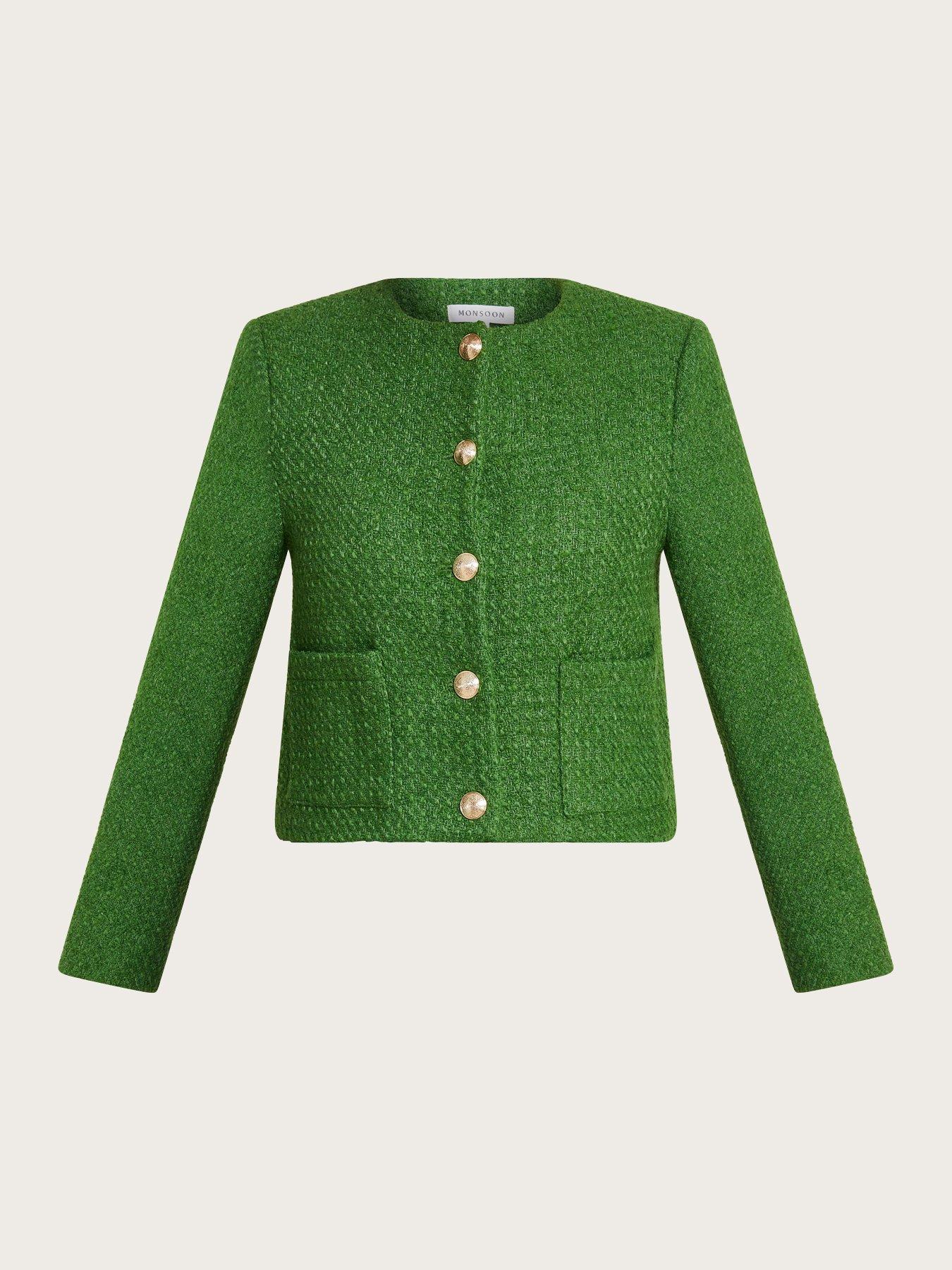 Monsoon Maya Tweed Crop Jack - Green | Very
