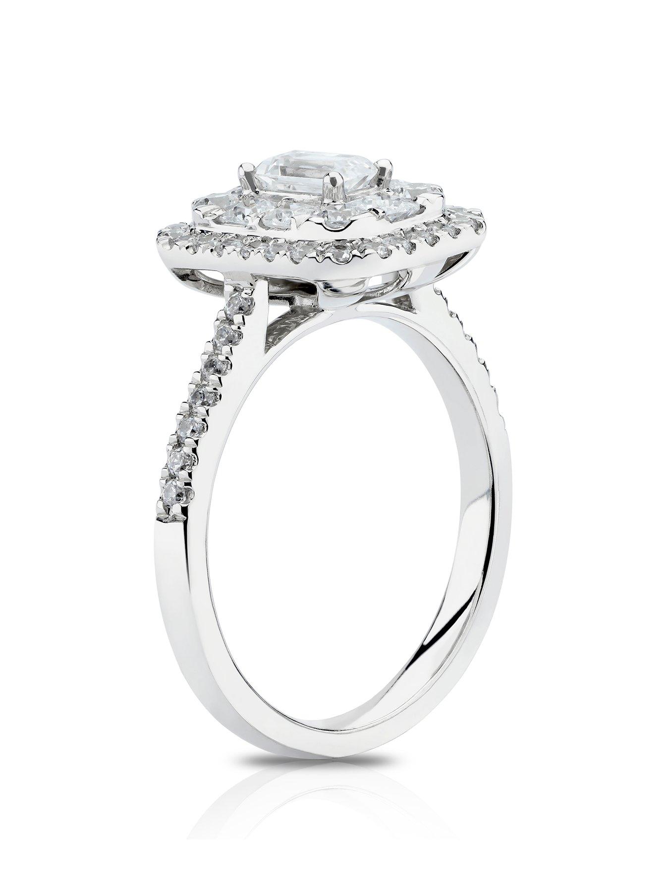 Ernest Jones Platinum 1ct Diamond Emerald Shape Engagement Ring | Very