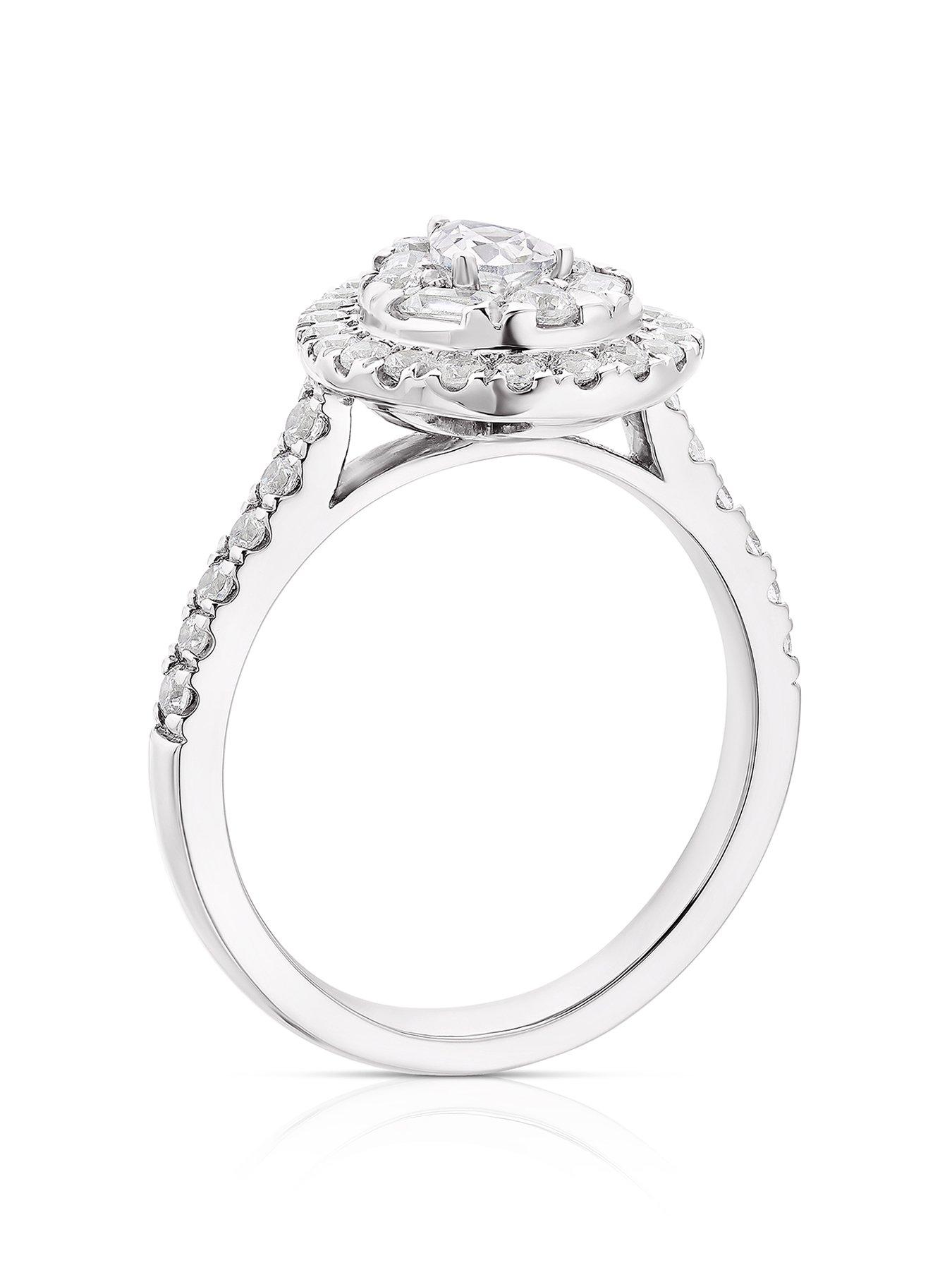 Ernest Jones Platinum Engagement Ring. 1ct Diamond Pear Shape Cluster ...