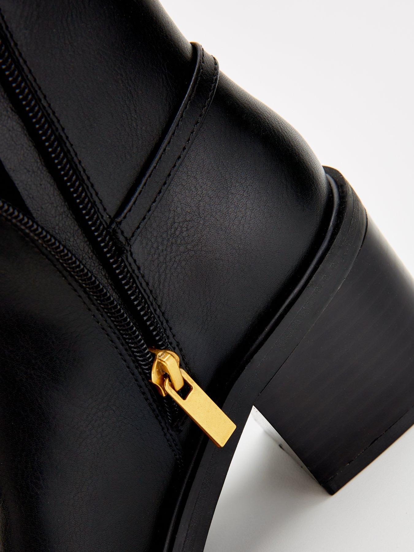 V by Very Double Buckle Block Heel Ankle Boot - Black | Very