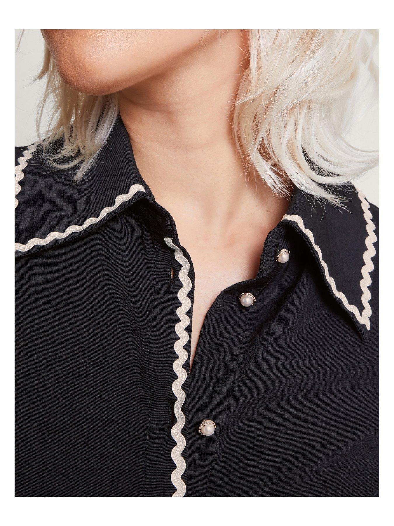 Monsoon Rhea Ric Rac Blouse - Black | Very