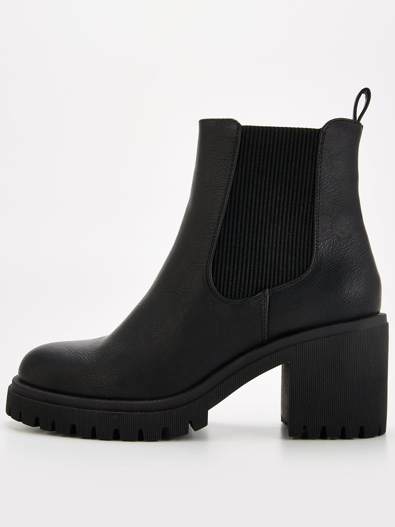 V by Very Block Heel Chunky Chelsea Ankle Boot - Black | Very