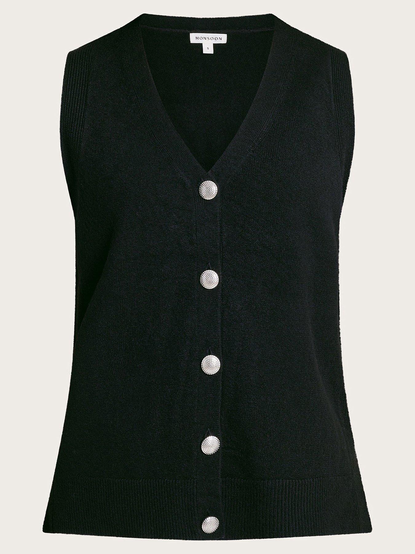Monsoon Bri Button Knit Tank - Black | Very