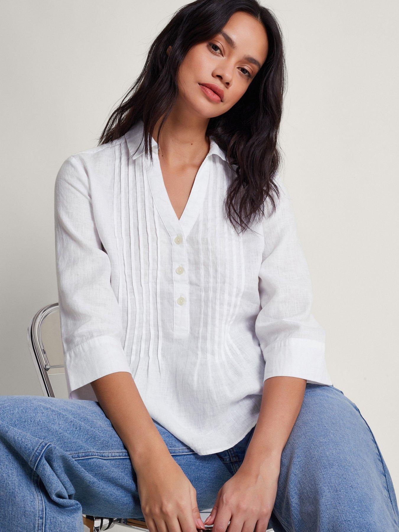 Monsoon Elsie Pintuck Blouse - White | Very