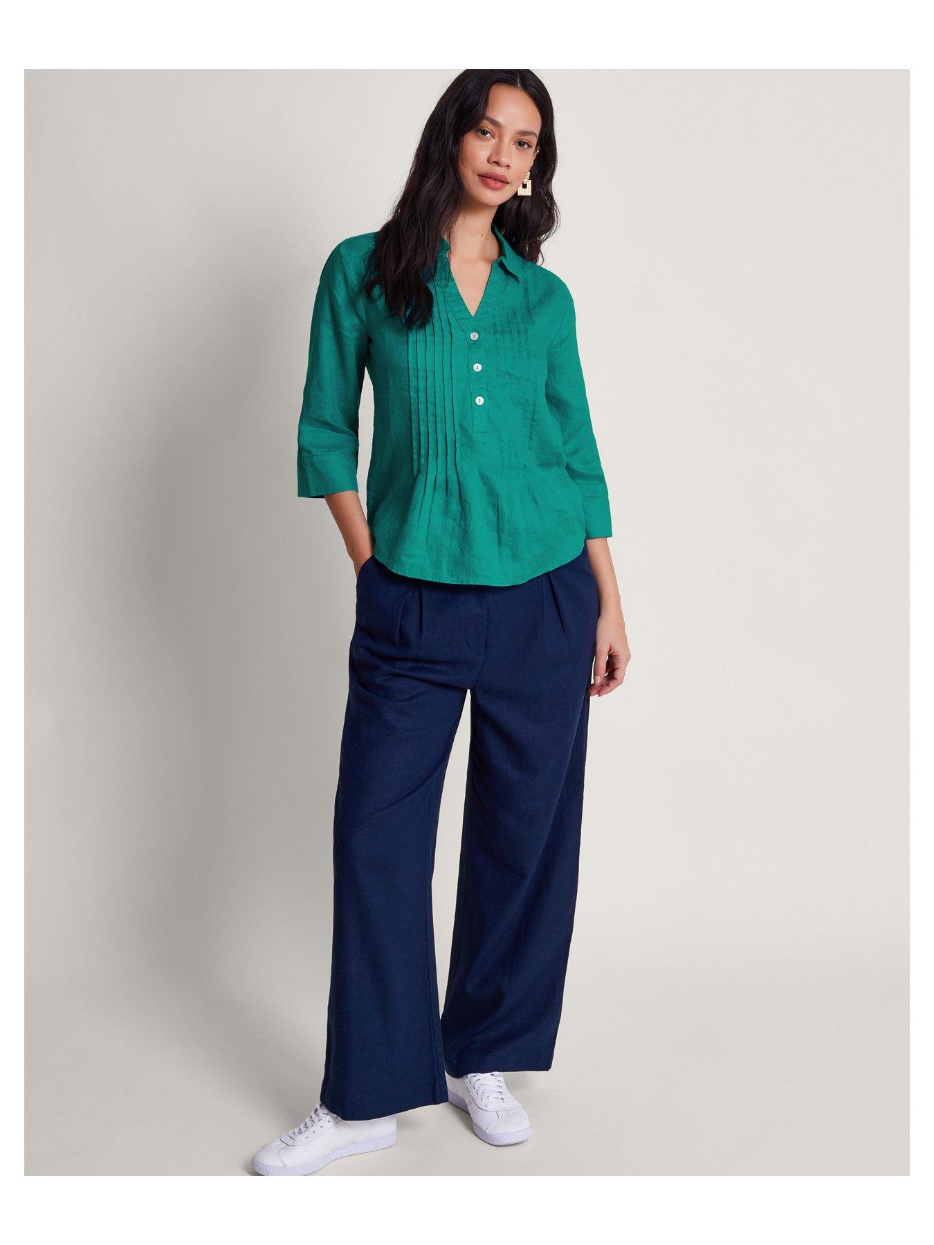 Monsoon Elsie Pintuck Blouse - Teal | Very
