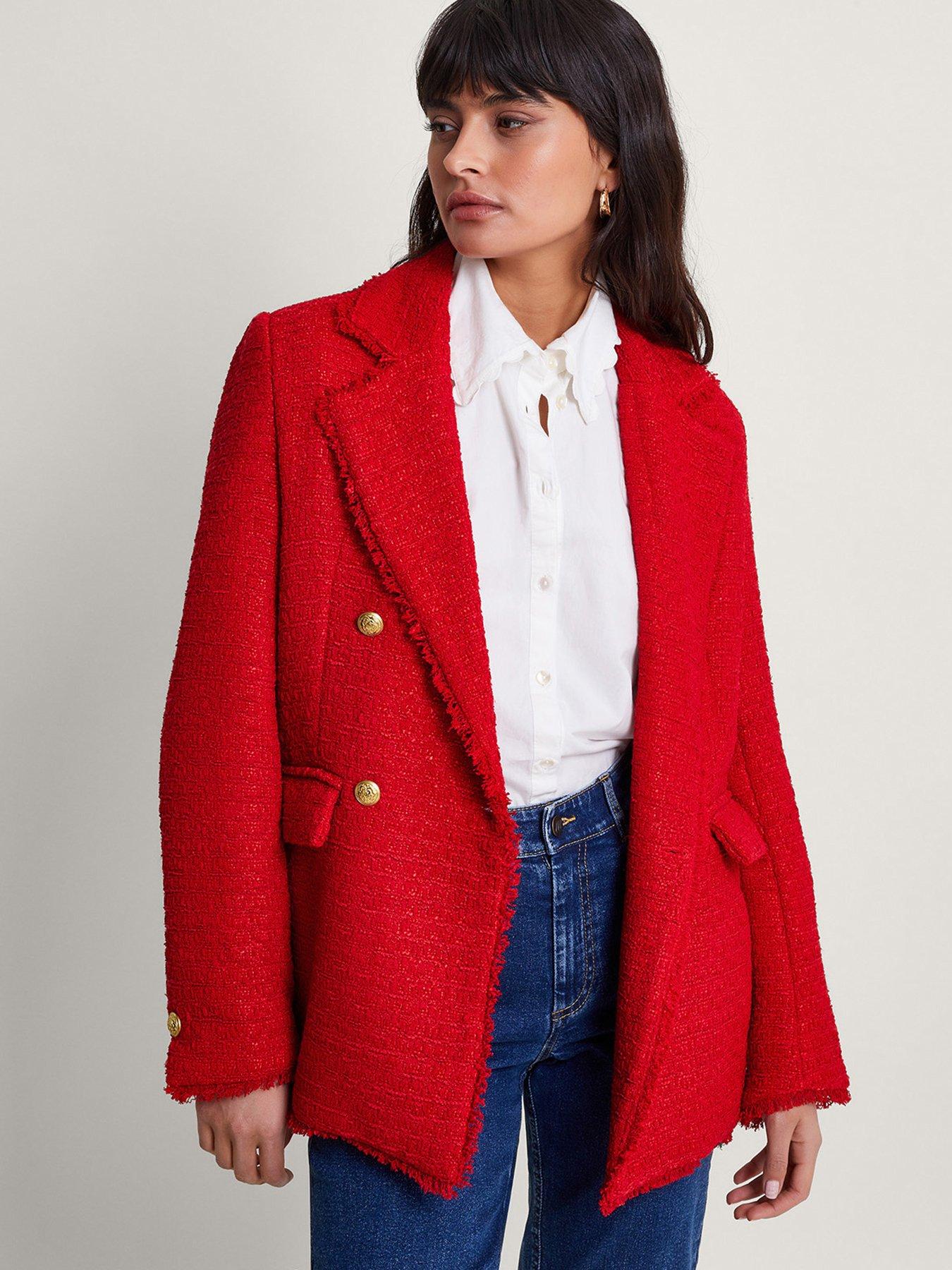 Monsoon Rubi Tweed Jacket - Red | Very